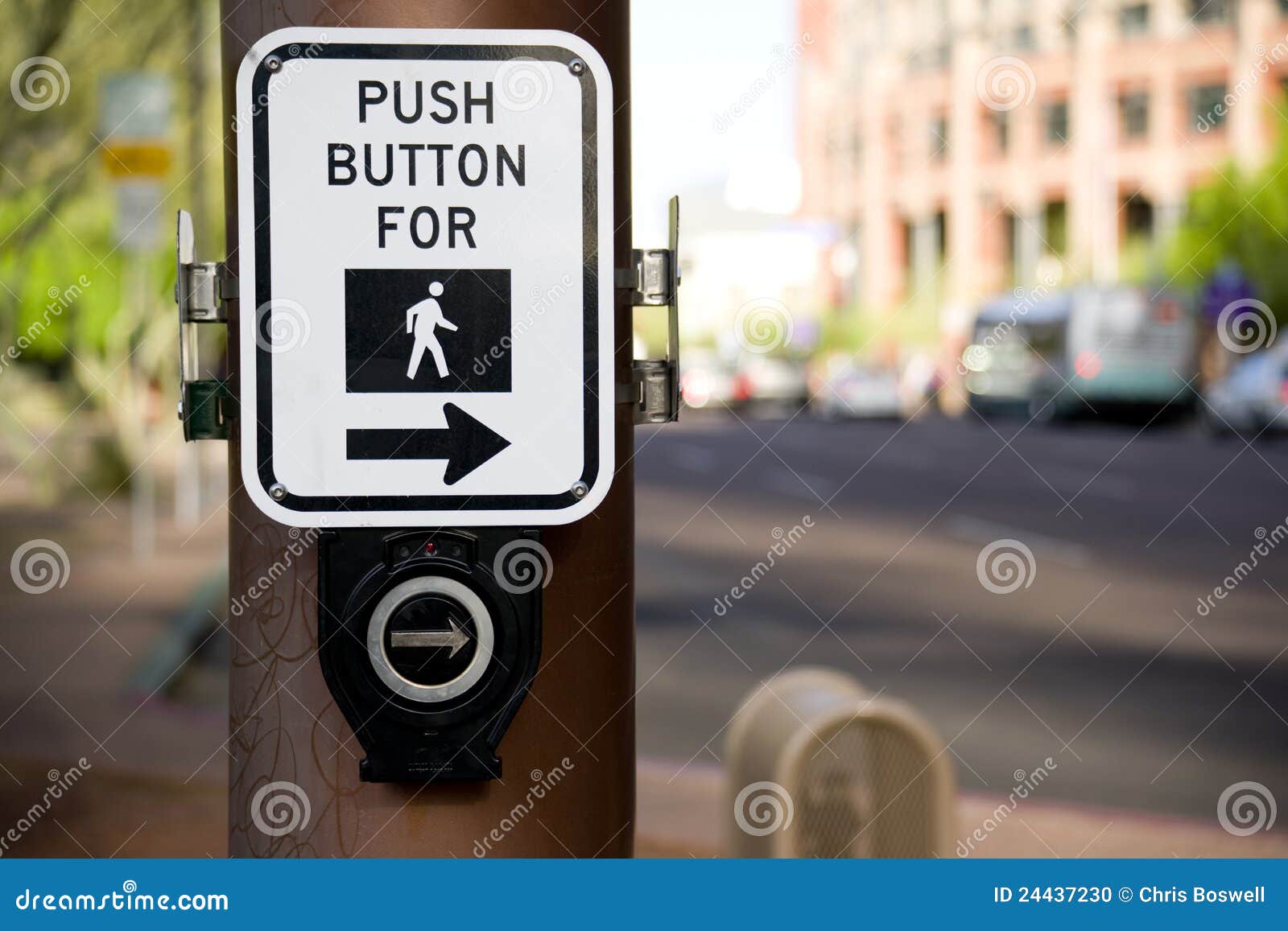 Push Button Walk Sign Downtown Pedestrian Walkway Stock Photo - Image ...