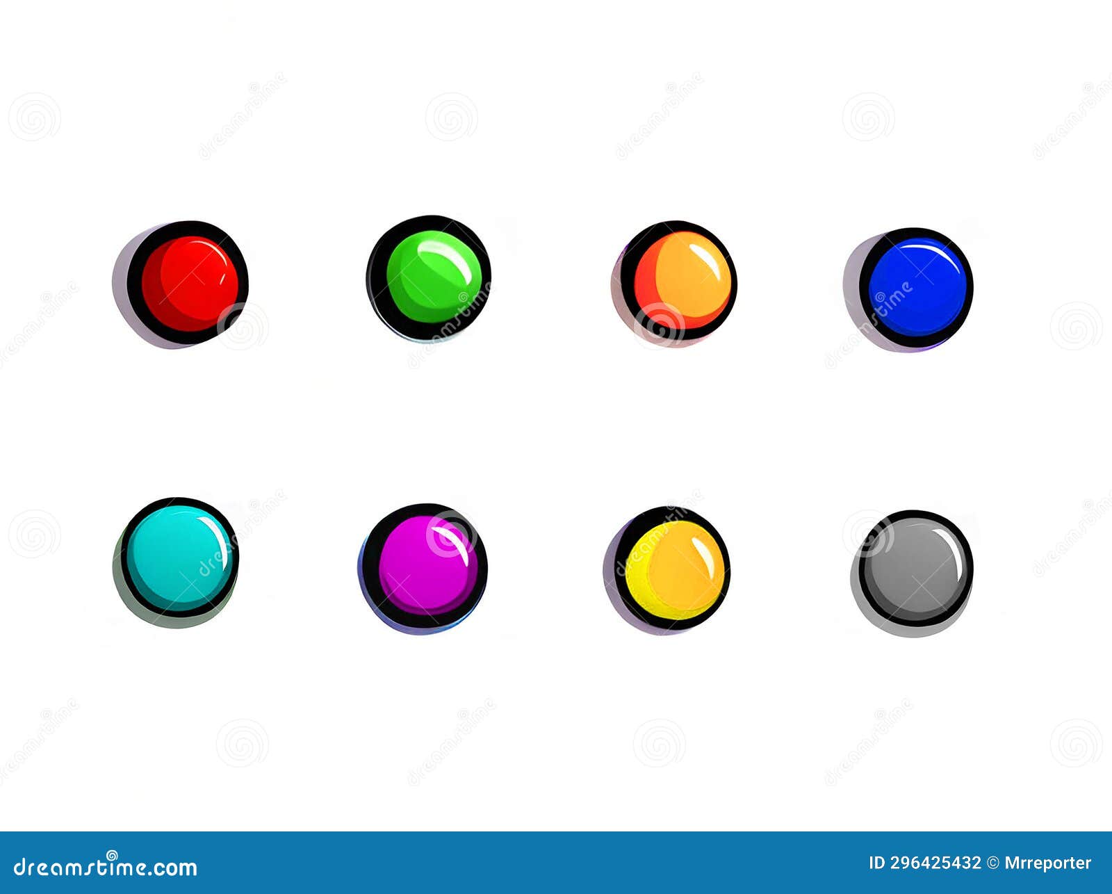 The Push- Buttons. Retro Cartoon Colorful Set Stock Illustration ...