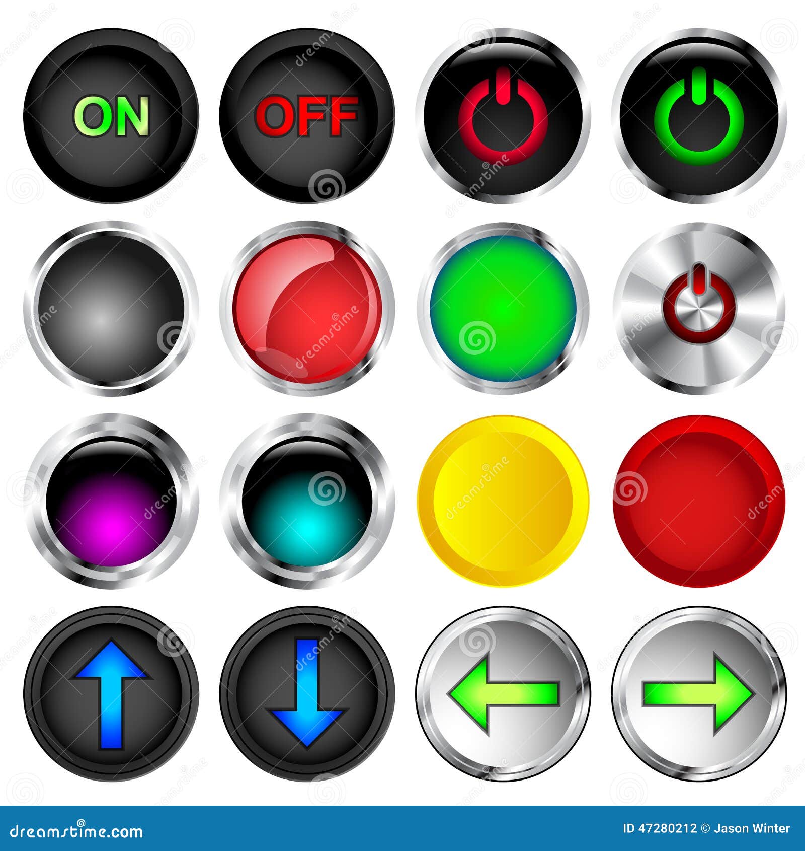 Push Buttons stock vector. Illustration of stop, switch - 47280212