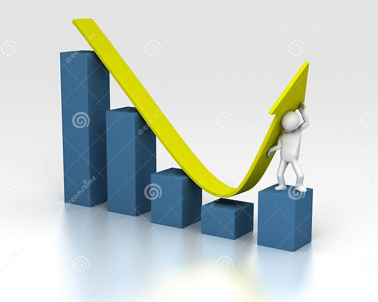 Push Chart Upwards Despite of Downturn Stock Illustration ...