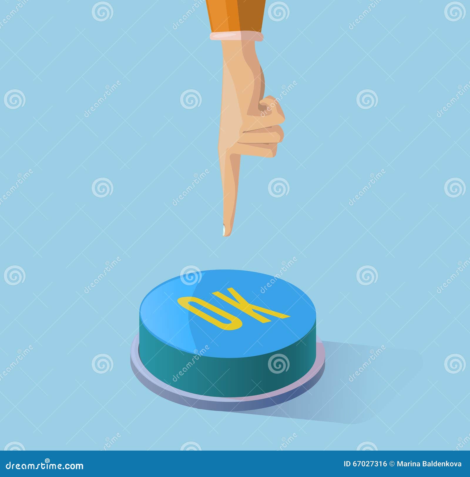 Push Finger on the Button OK Stock Vector - Illustration of decorative ...