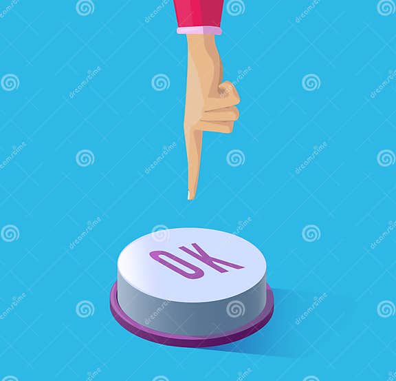 Push Finger on the Button OK Stock Vector - Illustration of plastic ...