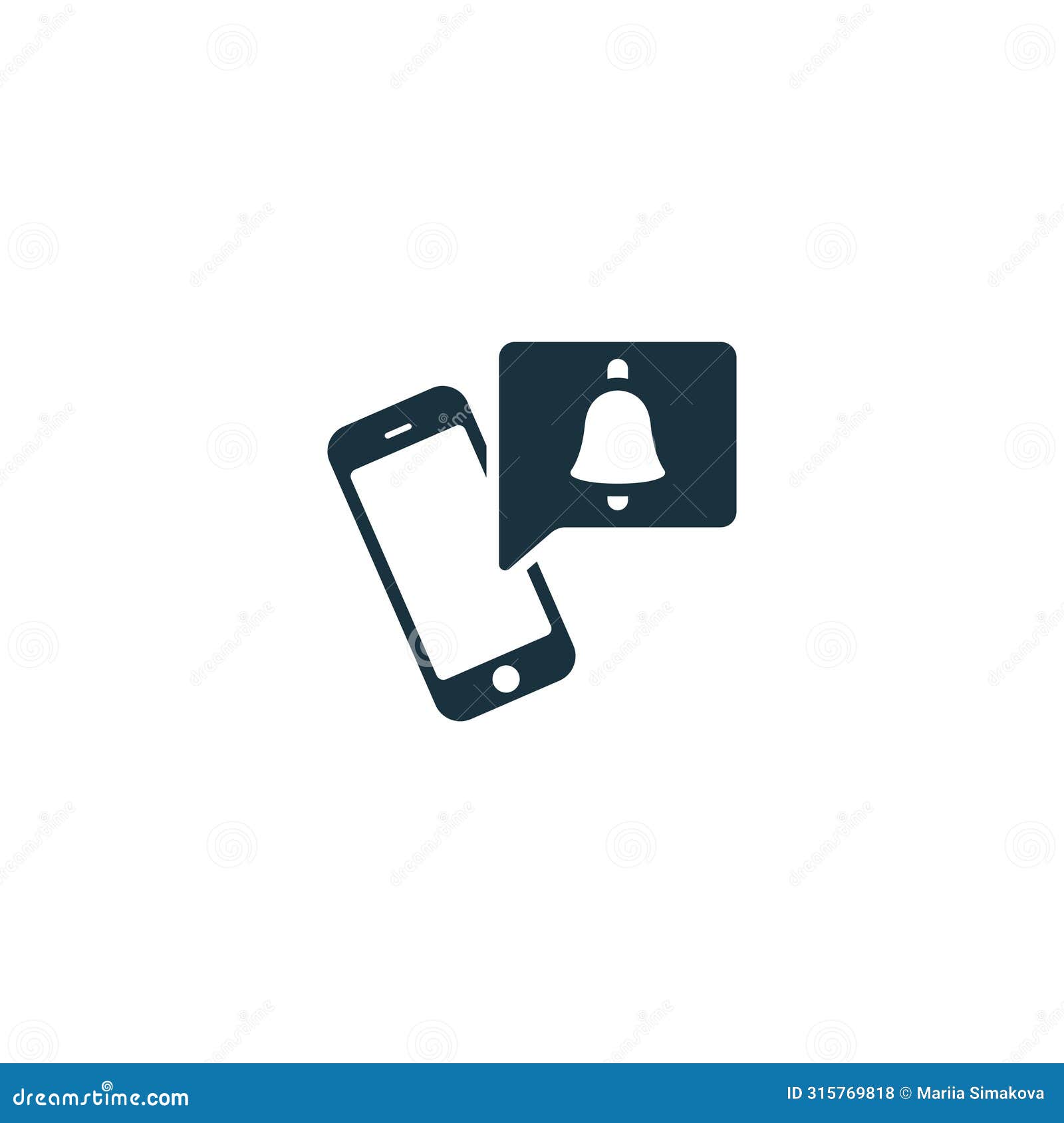 Push Notification Icon. Monochrome Simple Mobile Marketing and ...