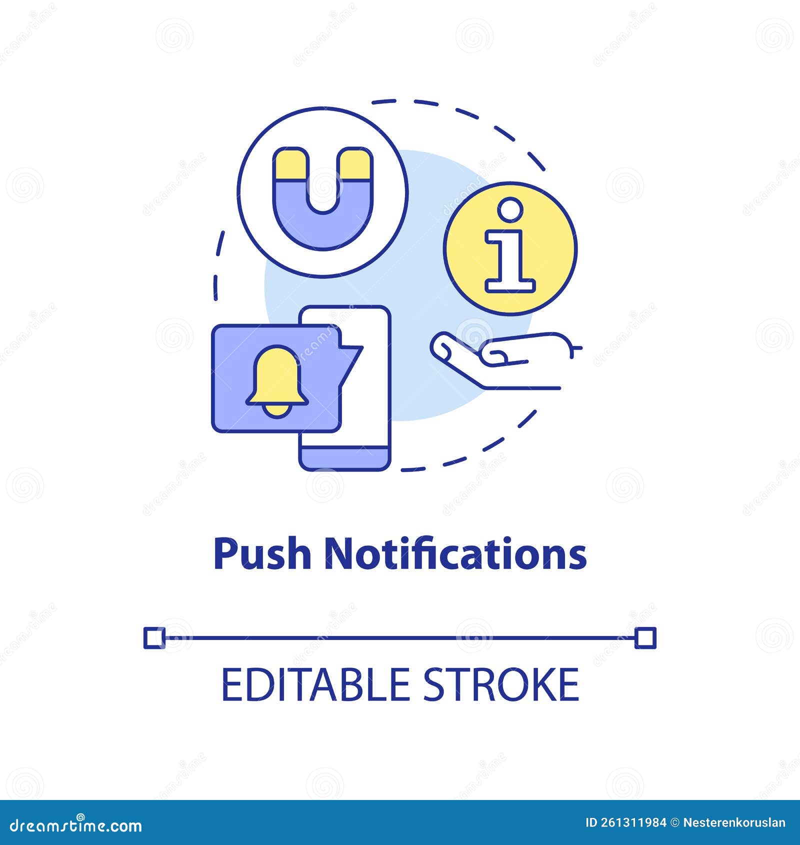 Push Notifications Concept Icon Stock Vector - Illustration of update ...
