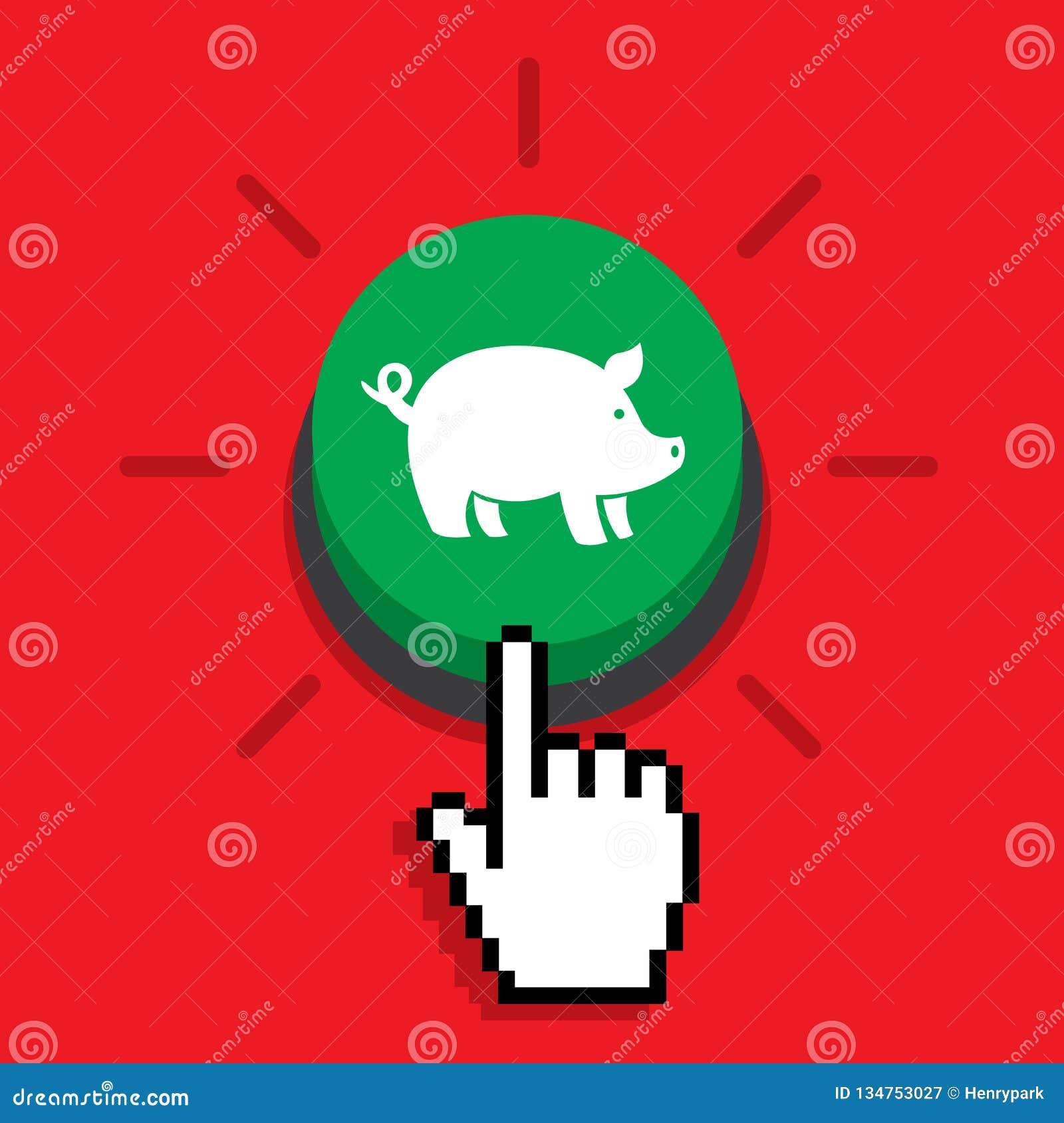 Push pig button icon stock vector. Illustration of decoration - 134753027