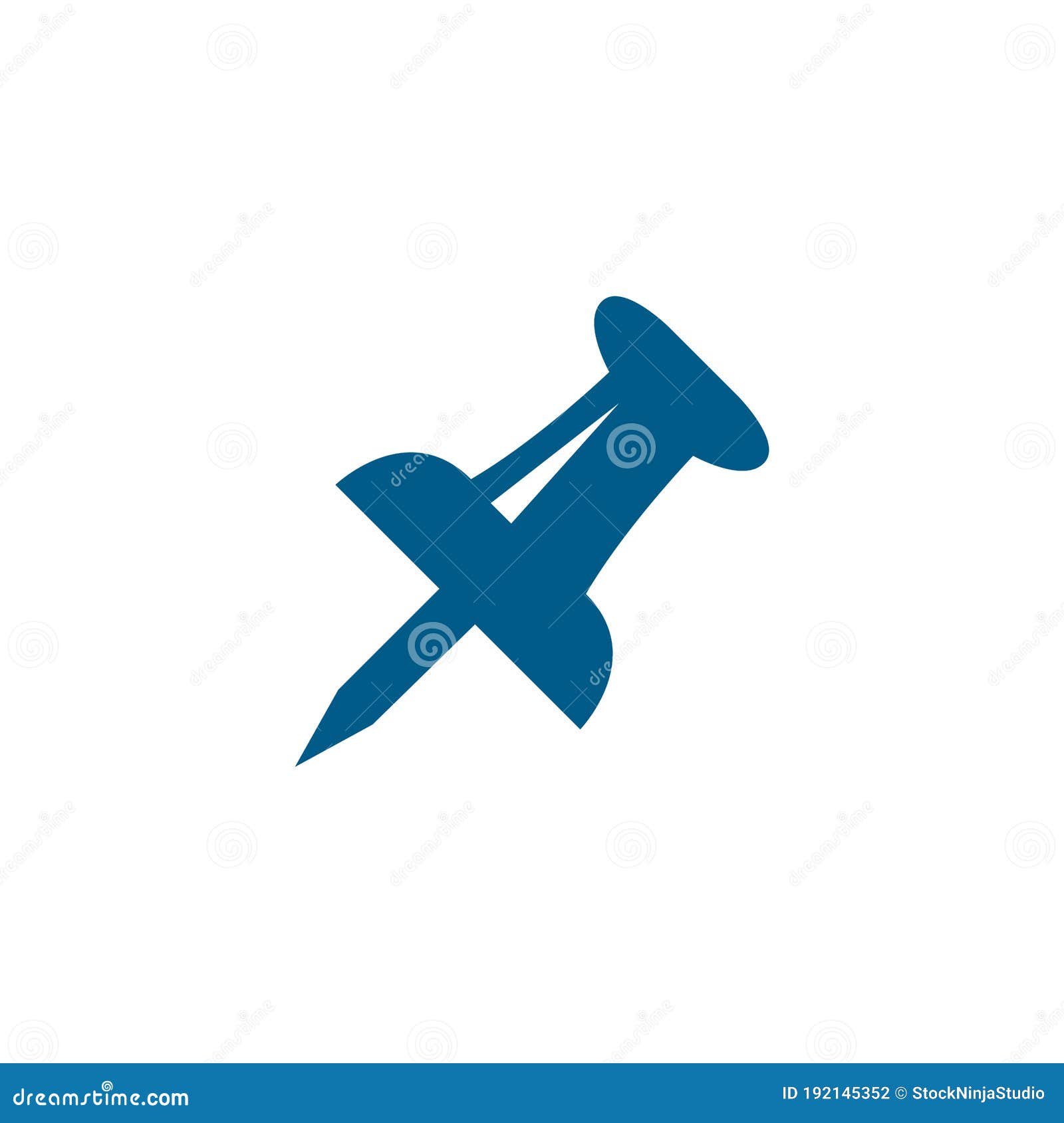 Push Pin Blue Icon on White Background. Blue Flat Style Vector ...