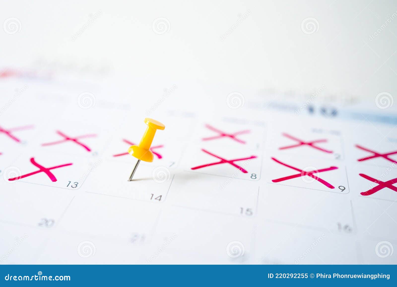 Push Pin on Calendar in 14th of Month Stock Image - Image of closeup ...