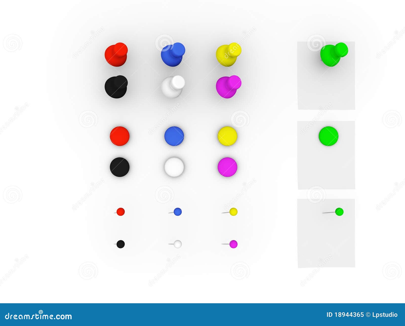 Push pin collection stock illustration. Illustration of bulletin - 18944365