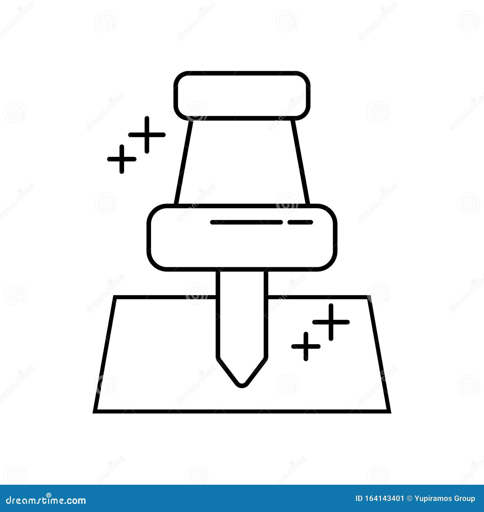 Push Pin Element Office Line Icon Style Stock Vector - Illustration of ...