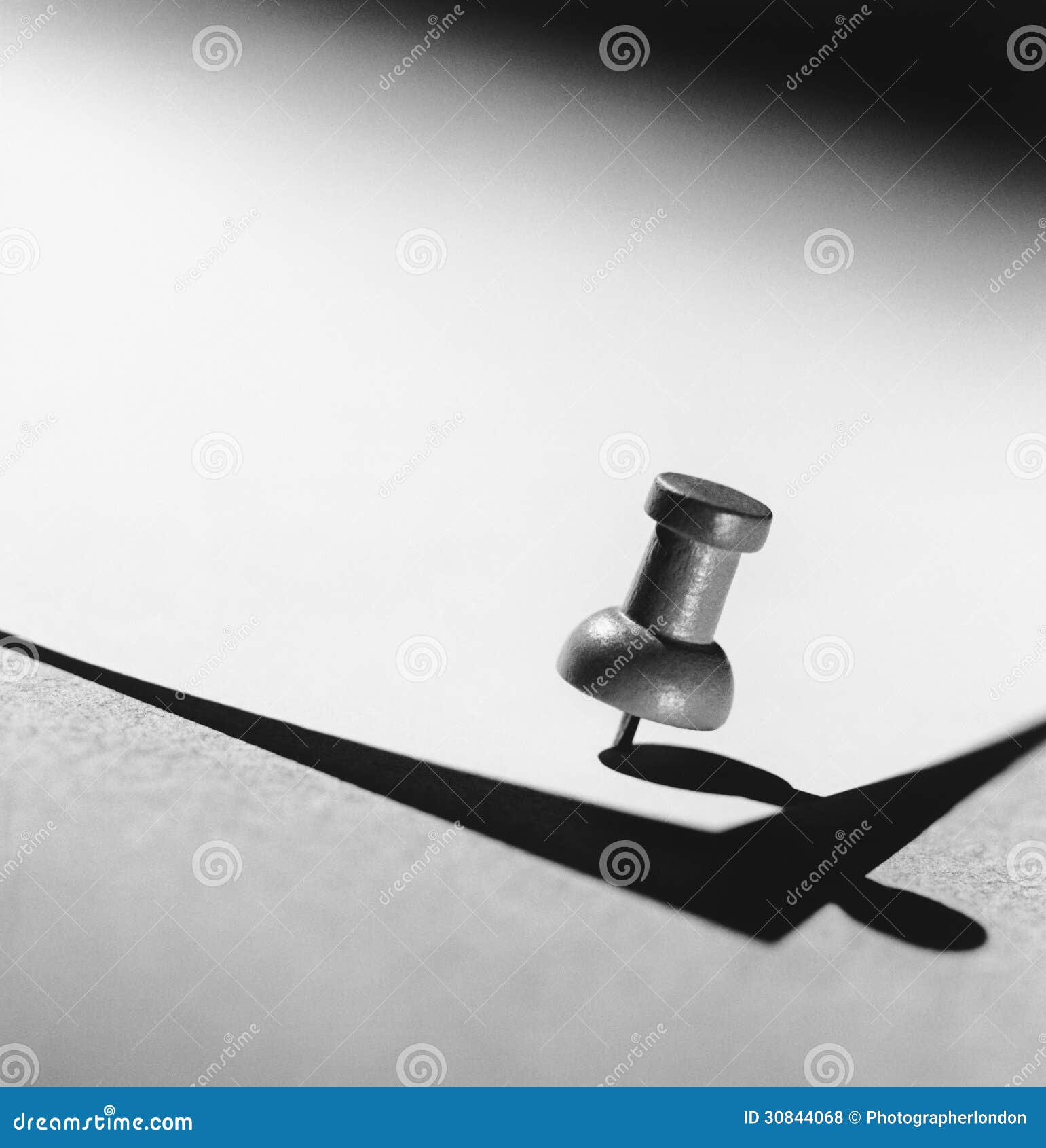 Push Pin Holding Down Paper (b&w) (close-up) Stock Photo - Image of ...