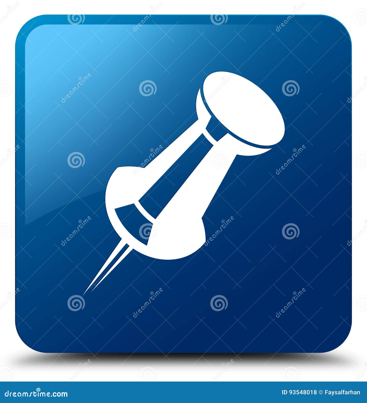 Push Pin Icon Blue Square Button Stock Illustration - Illustration of ...