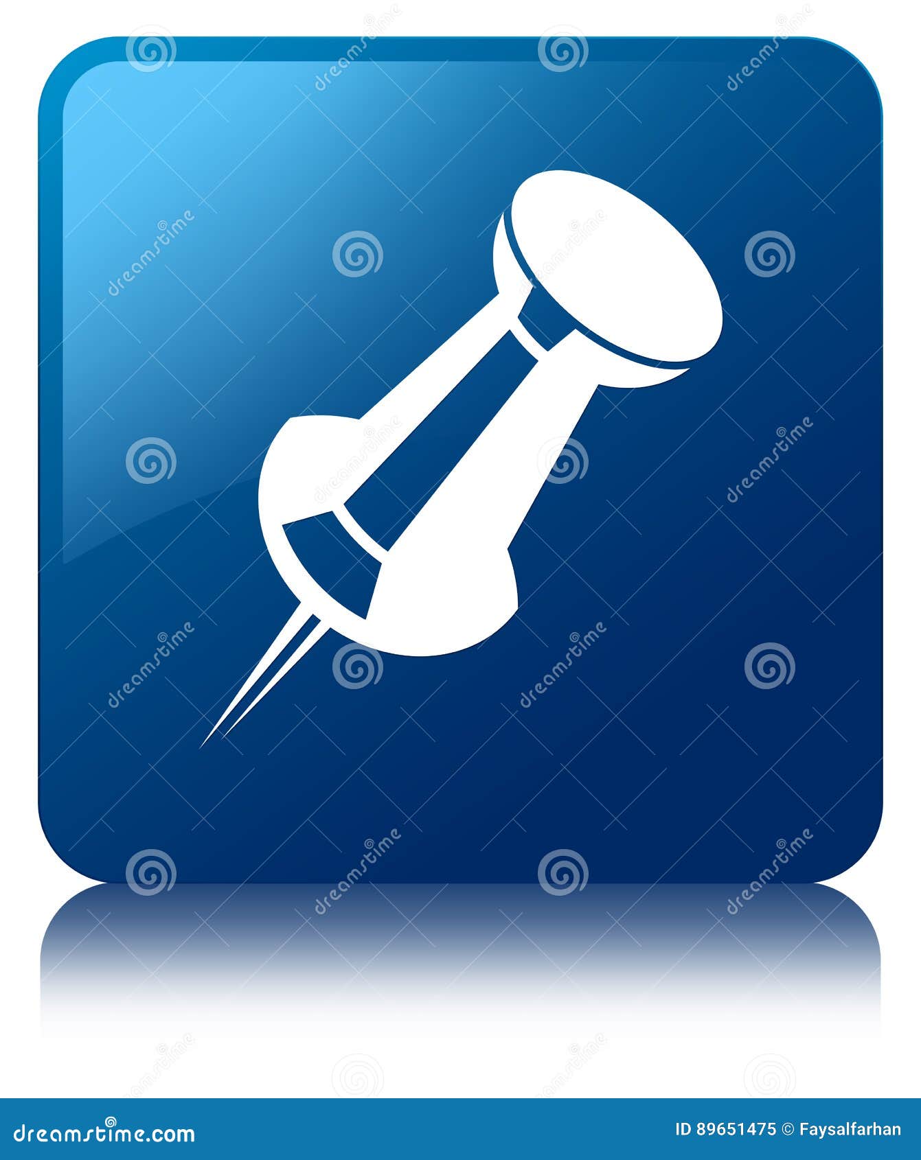 Push Pin Icon Blue Square Button Stock Illustration - Illustration of ...