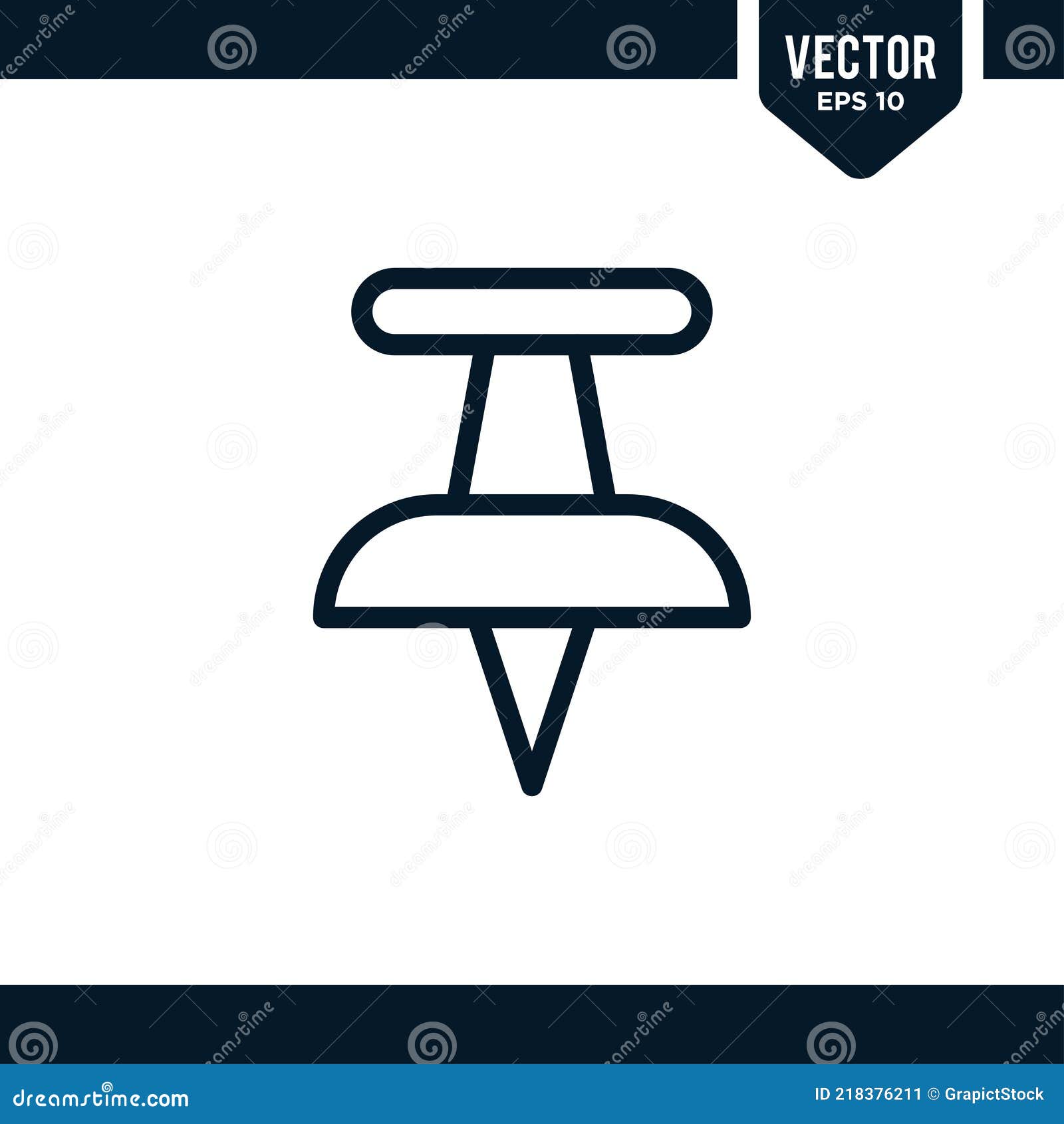 Push Pin Icon Collection in Outlined or Line Art Style Stock Vector ...