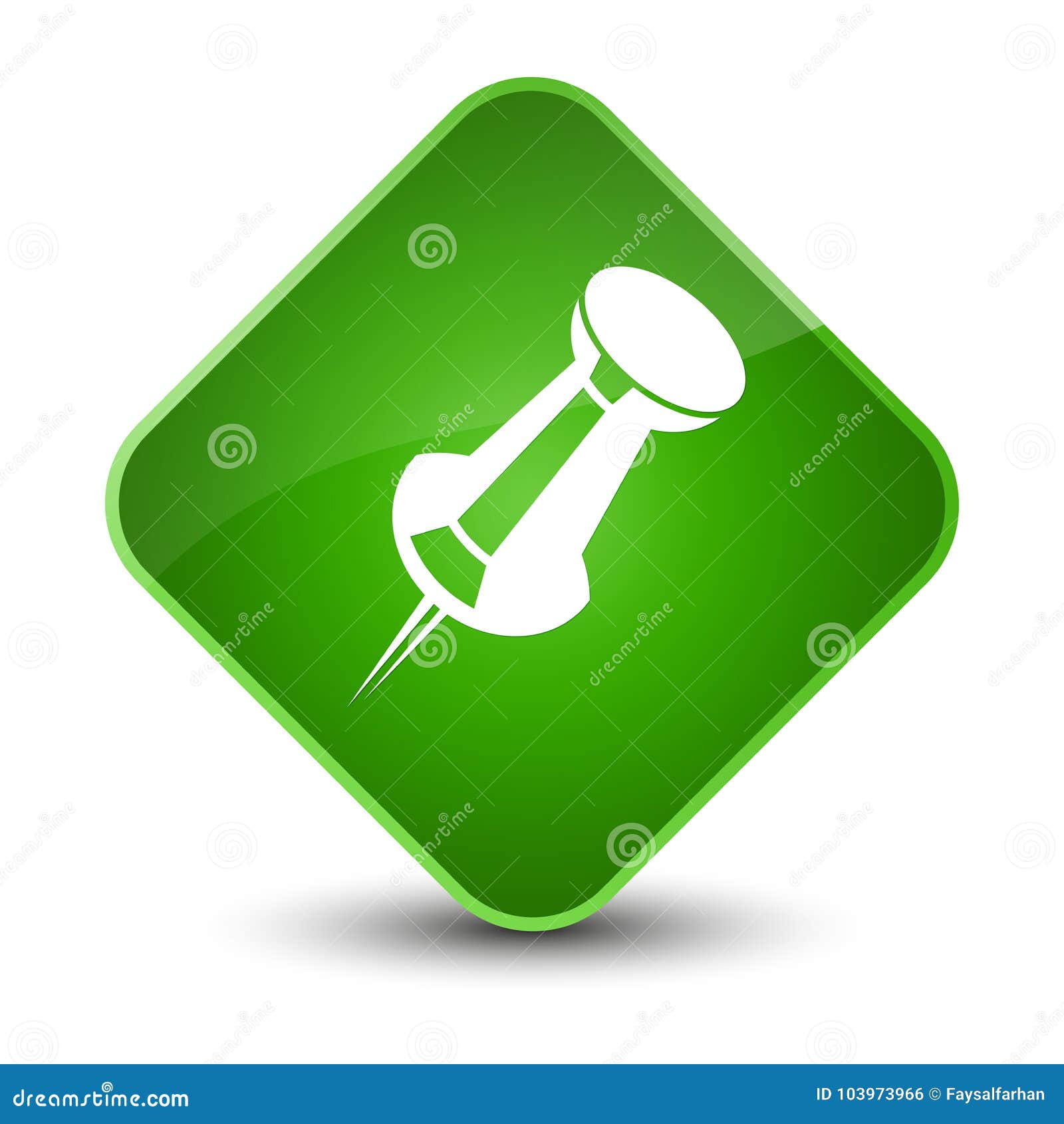 Push Pin Icon Elegant Green Diamond Button Stock Illustration ...