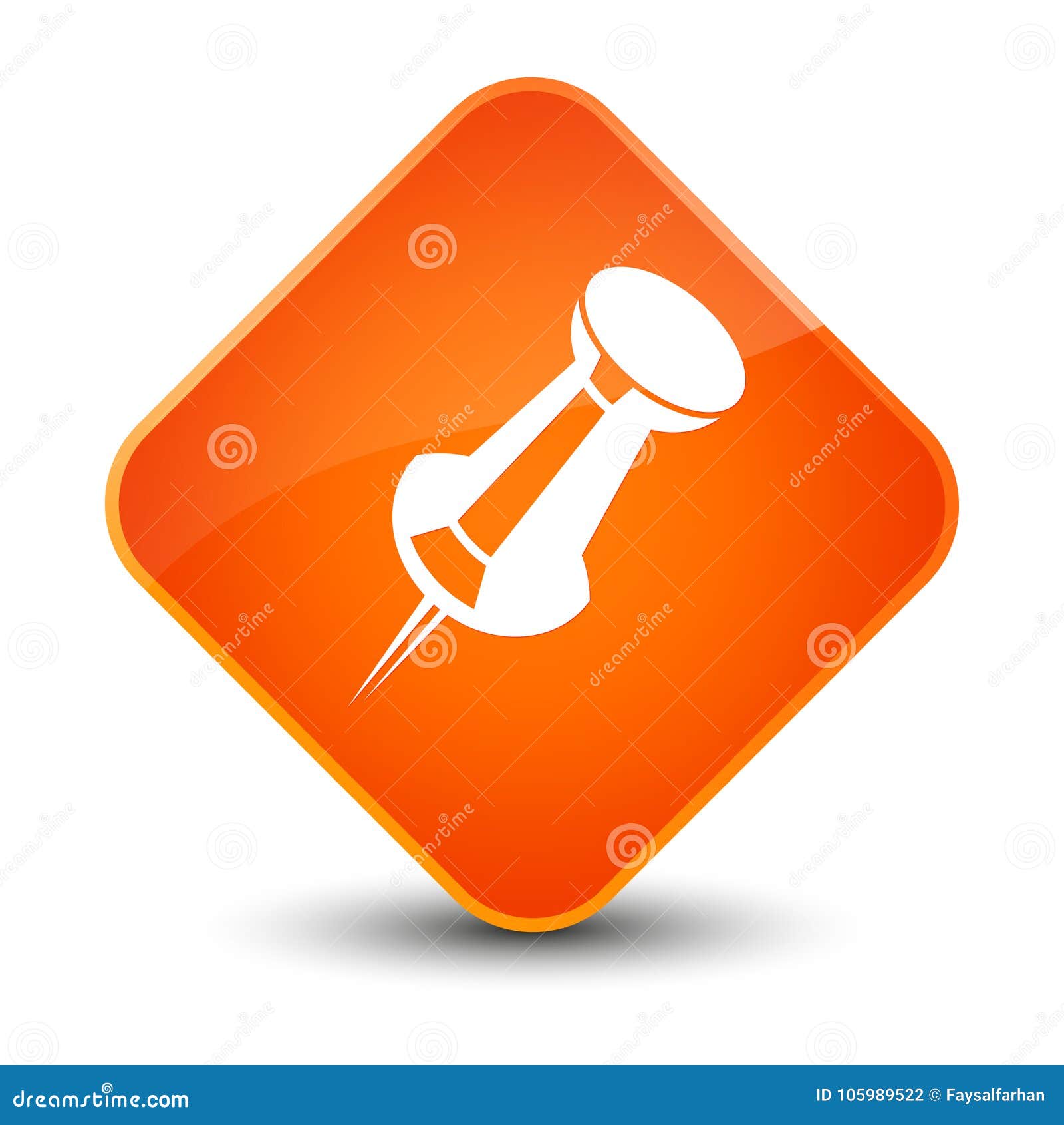 Push Pin Icon Elegant Orange Diamond Button Stock Illustration ...