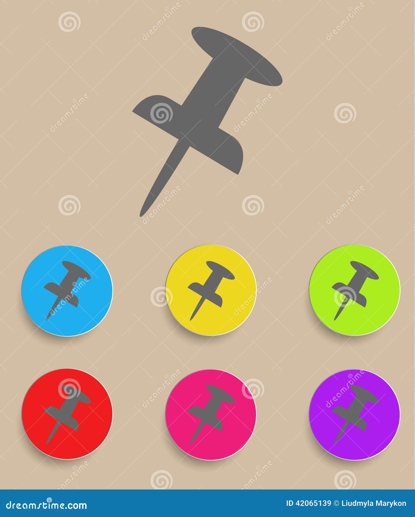 Push Pin Icon - Flat Design. Vector Stock Vector - Illustration of ...