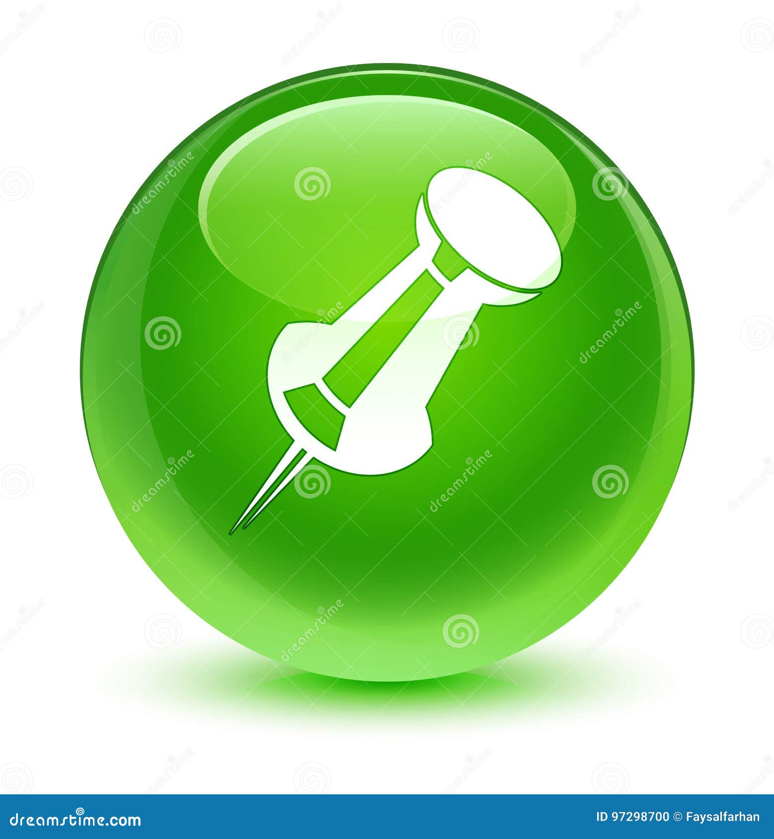 Push Pin Icon Glassy Green Round Button Stock Illustration ...