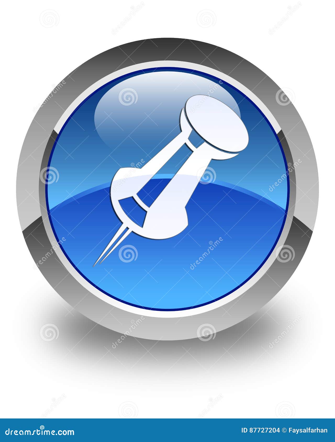 Push Pin Icon Glossy Blue Round Button Stock Illustration ...