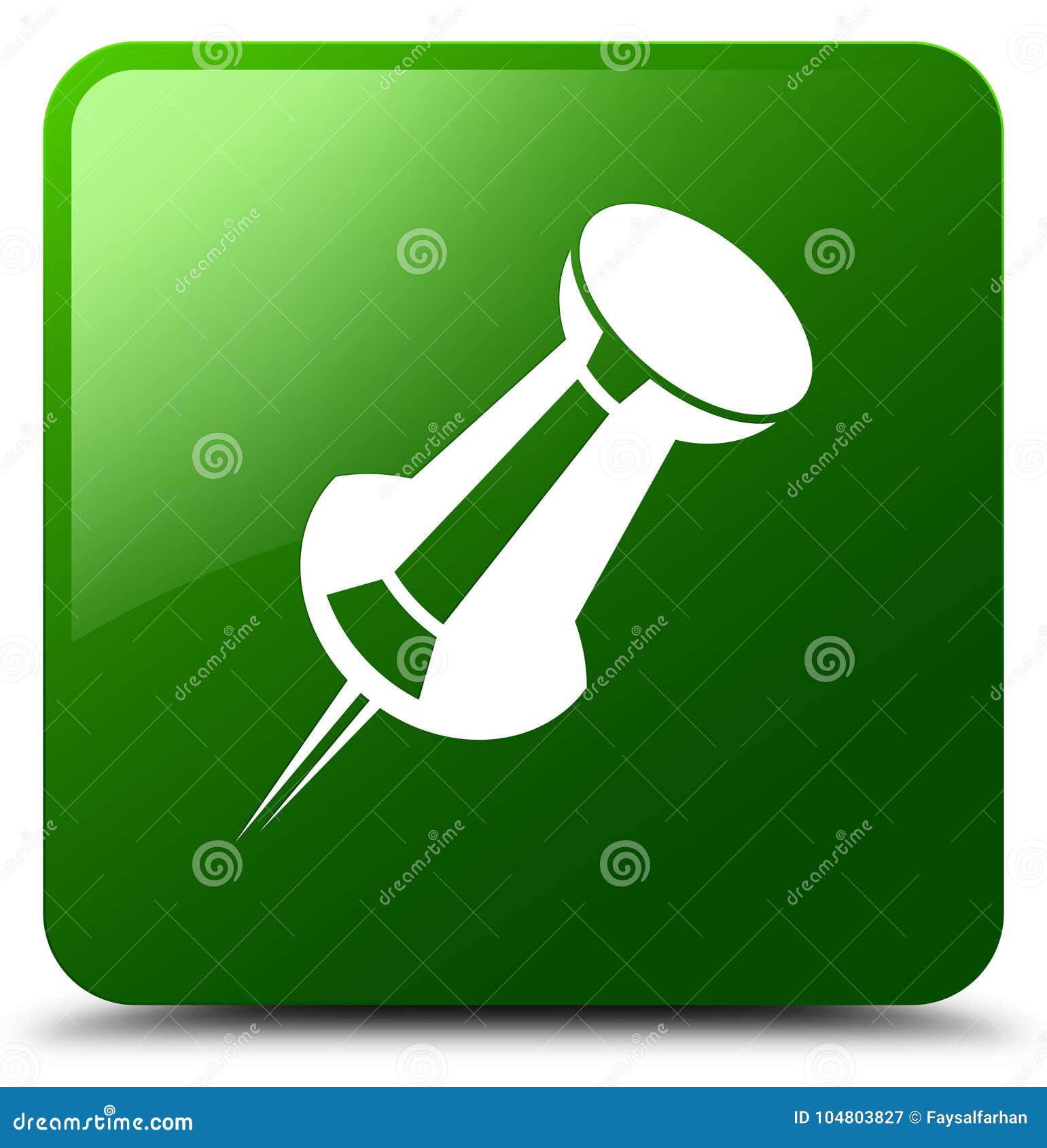 Push Pin Icon Green Square Button Stock Illustration - Illustration of ...