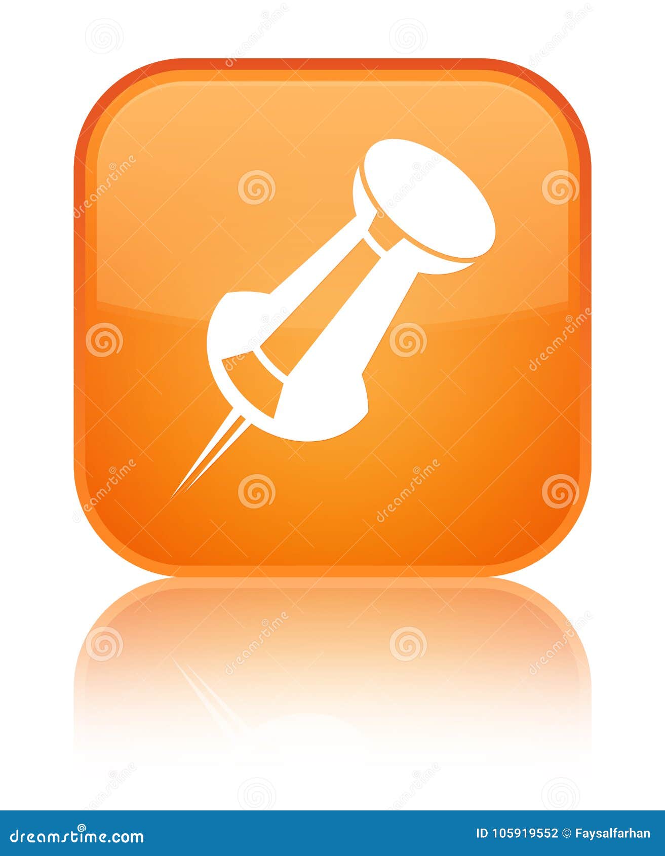 Push Pin Icon Special Orange Square Button Stock Illustration ...