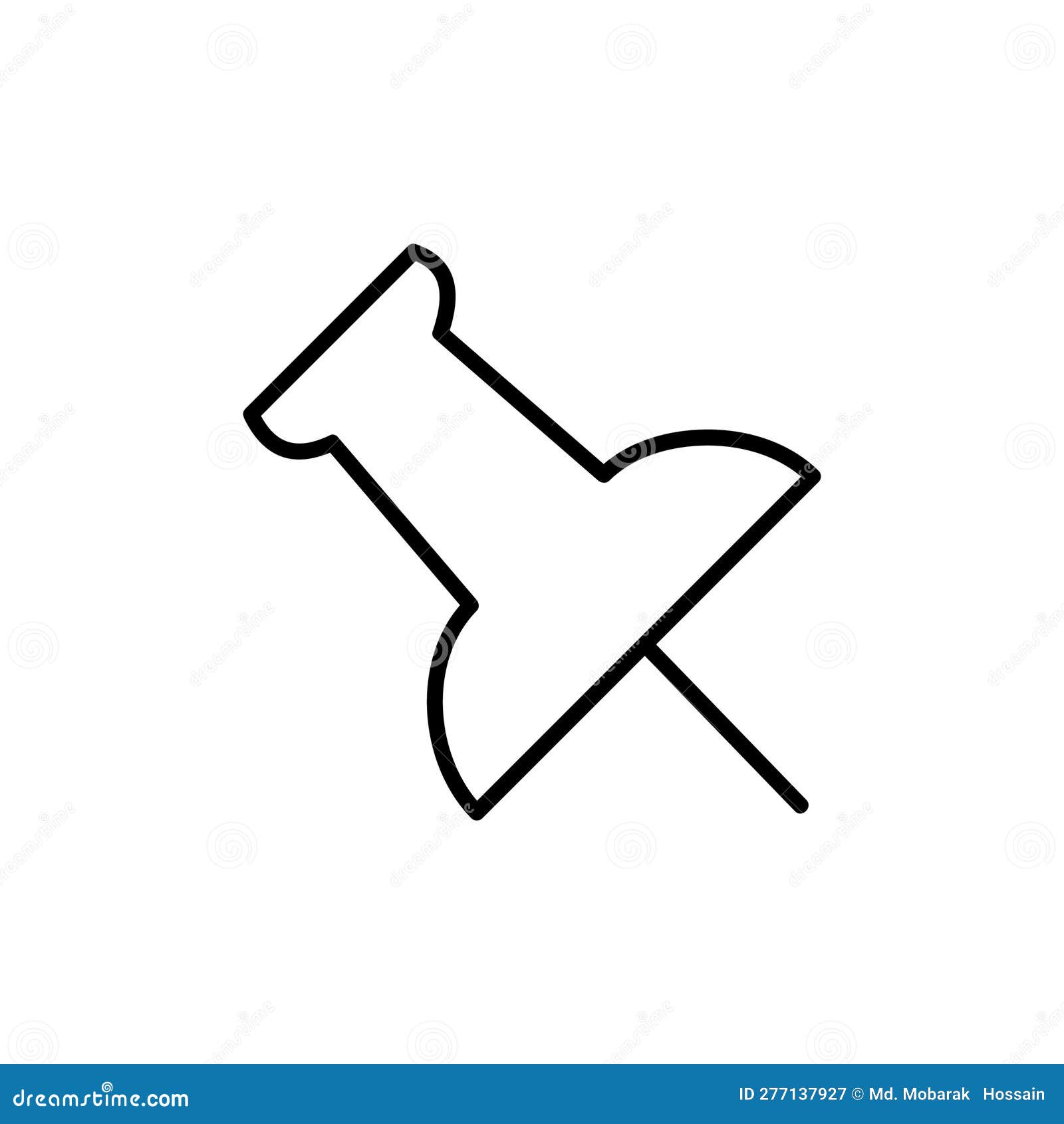 Push Pin Icon, Outline Style, Isolated on White Background. Stock ...