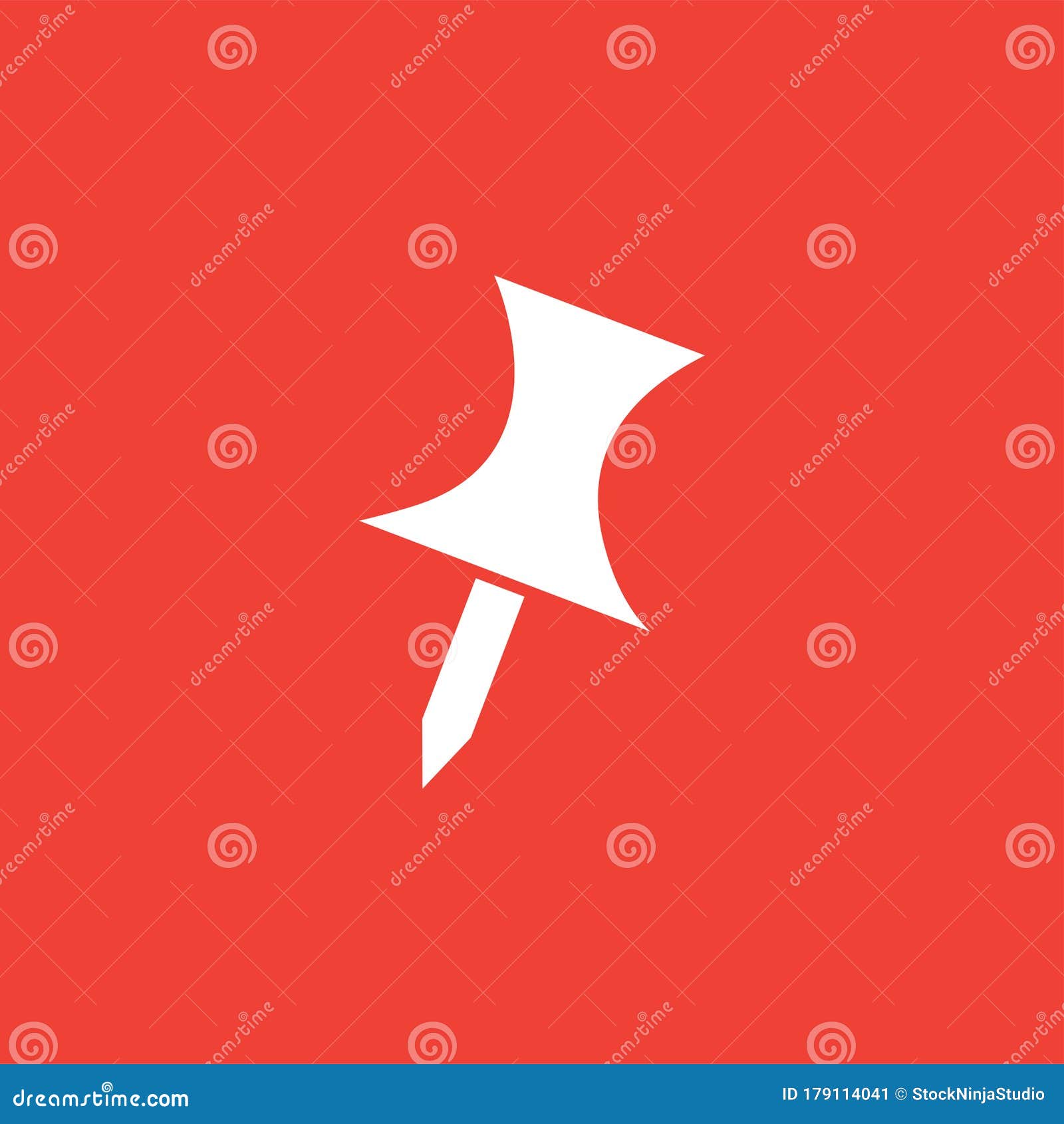 Push Pin Icon on Red Background. Red Flat Style Vector Illustration ...