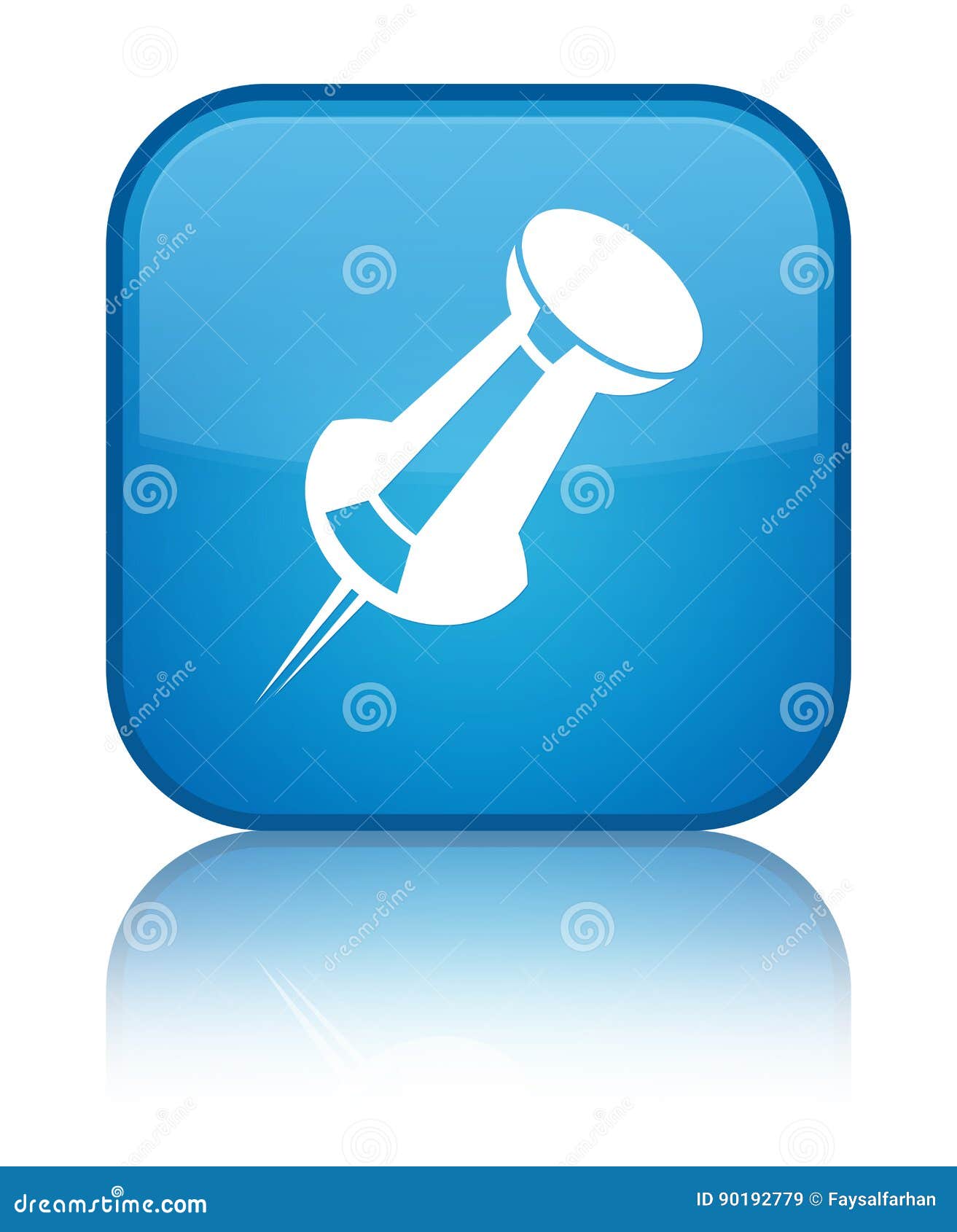 Push Pin Icon Special Cyan Blue Square Button Stock Illustration ...