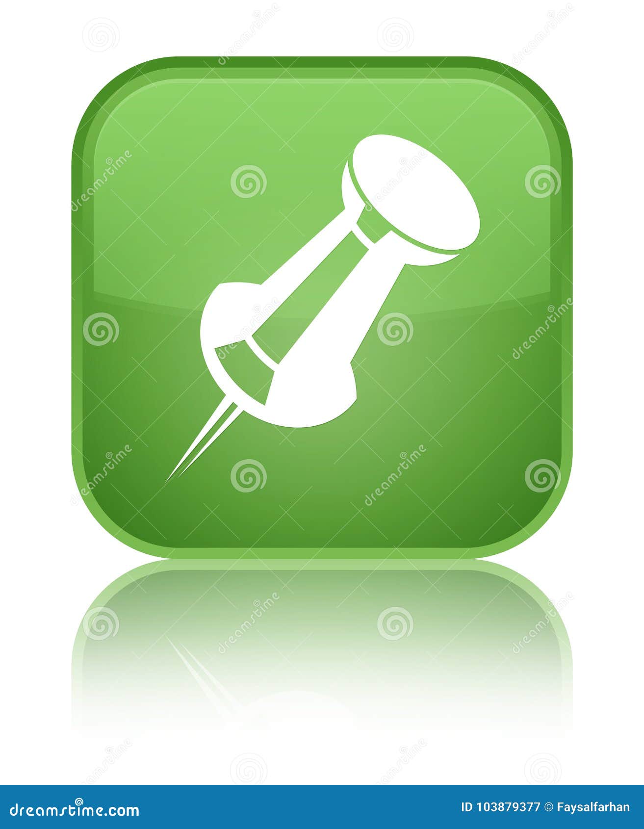 Push Pin Icon Special Soft Green Square Button Stock Illustration ...