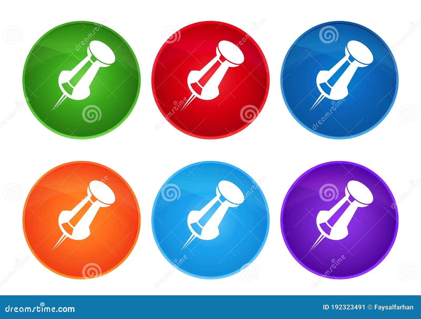 Push Pin Icon Super Round Button Set Glass Design Stock Vector ...