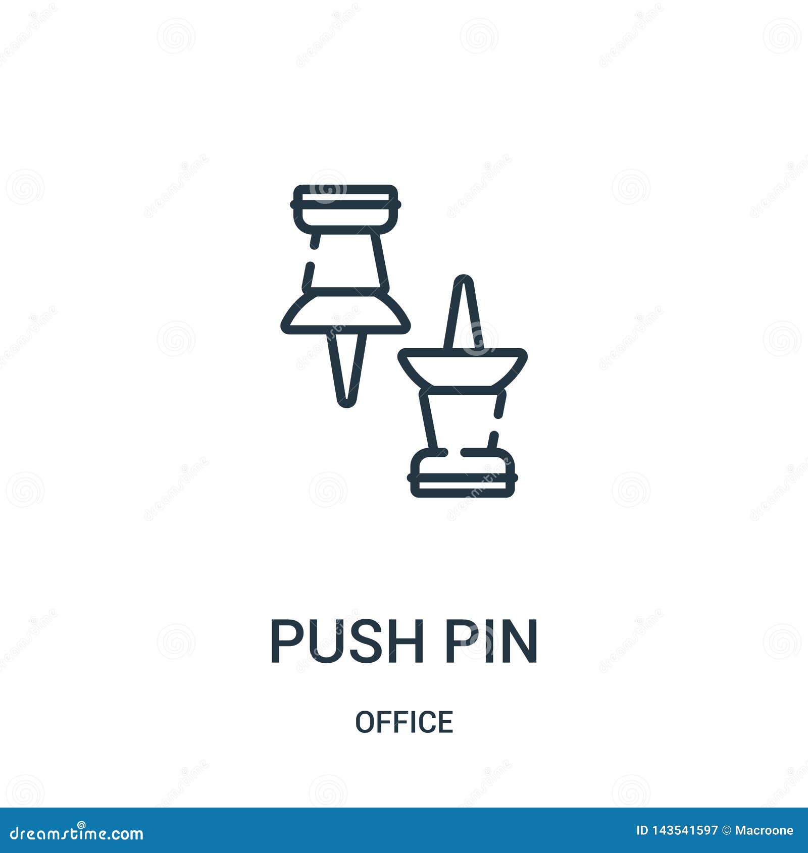 Push Pin Icon Vector from Office Collection. Thin Line Push Pin Outline ...
