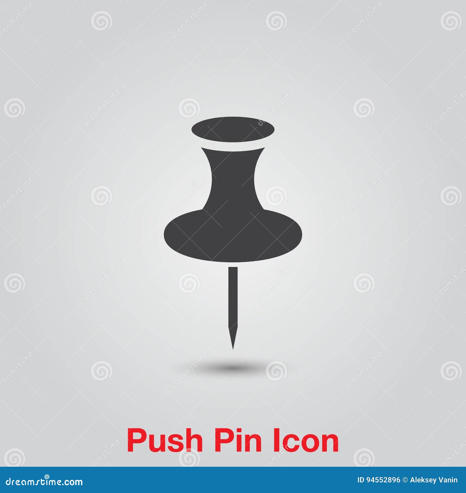 Push Pin Icon Vector, Solid Illustration, Pictogram Isolated on Gray ...