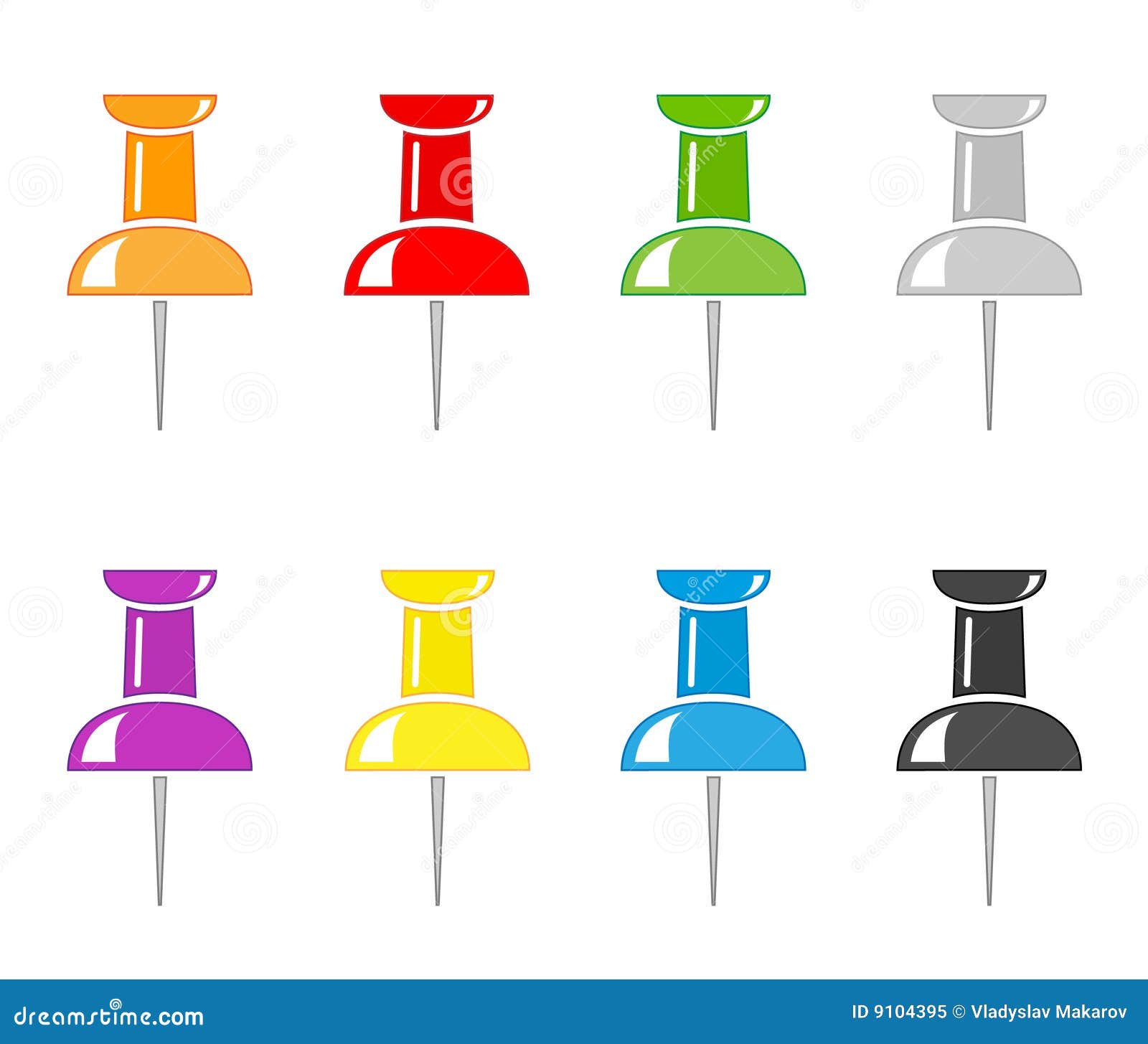 Push pin icons stock vector. Illustration of fixation - 9104395
