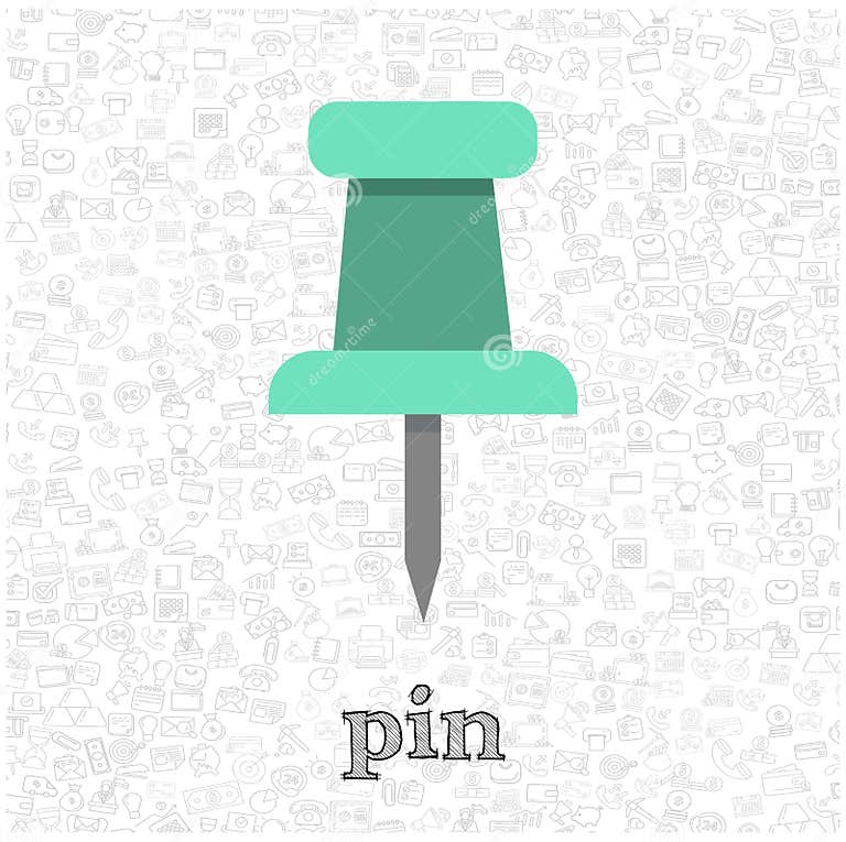 Push Pin Isolated Flat Illustration. Push Pin Design Element for ...