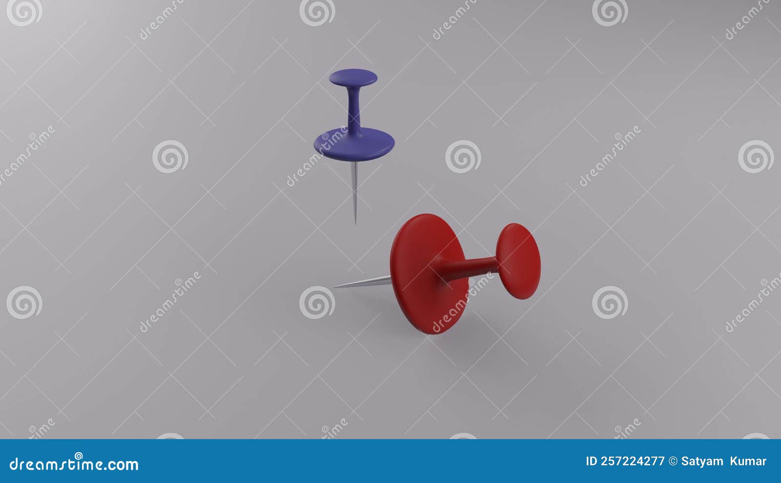 Push Pin Isolated on White Background. 3d Render Illustration Image ...