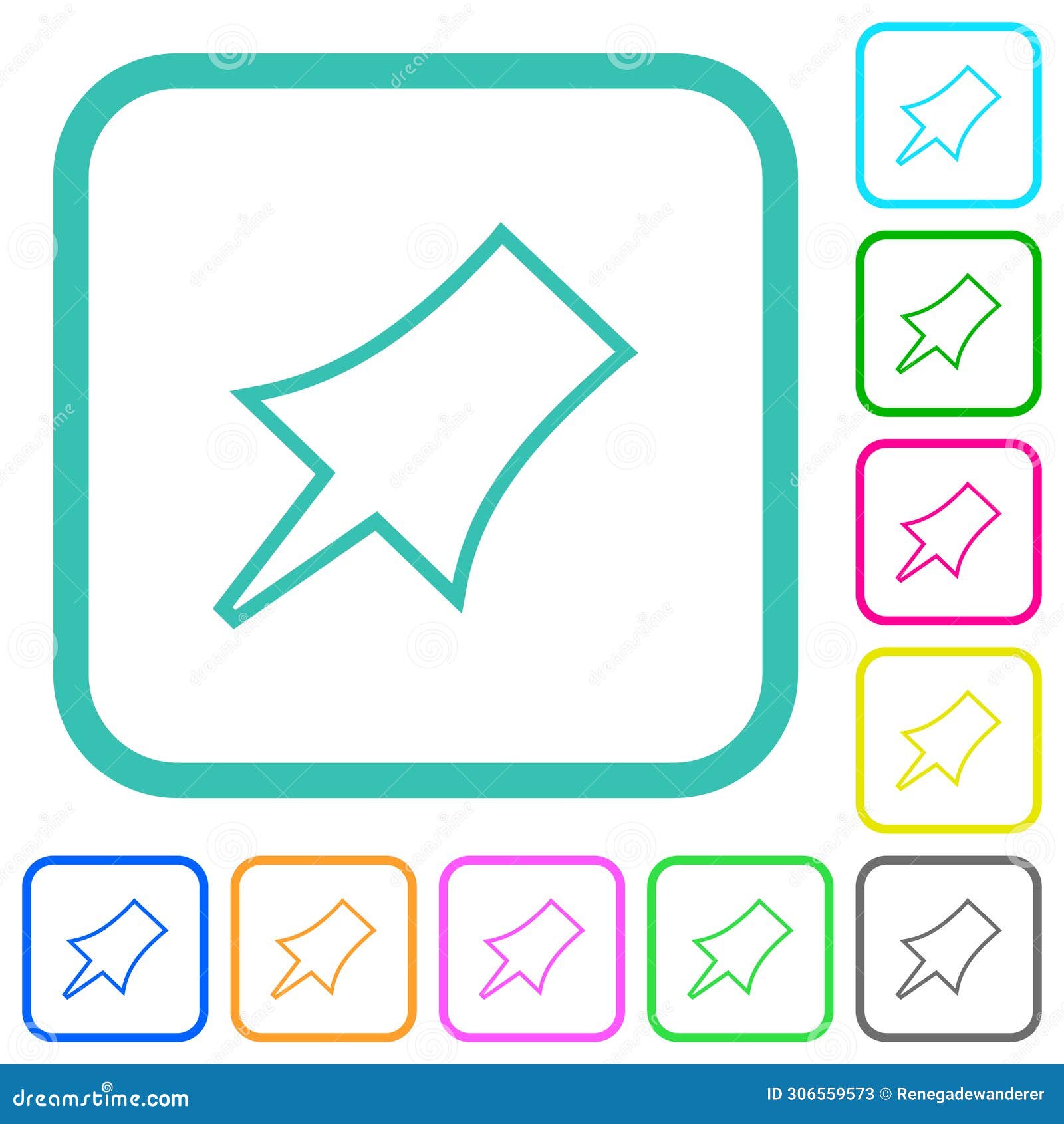 Push Pin Outline Vivid Colored Flat Icons Stock Vector - Illustration ...