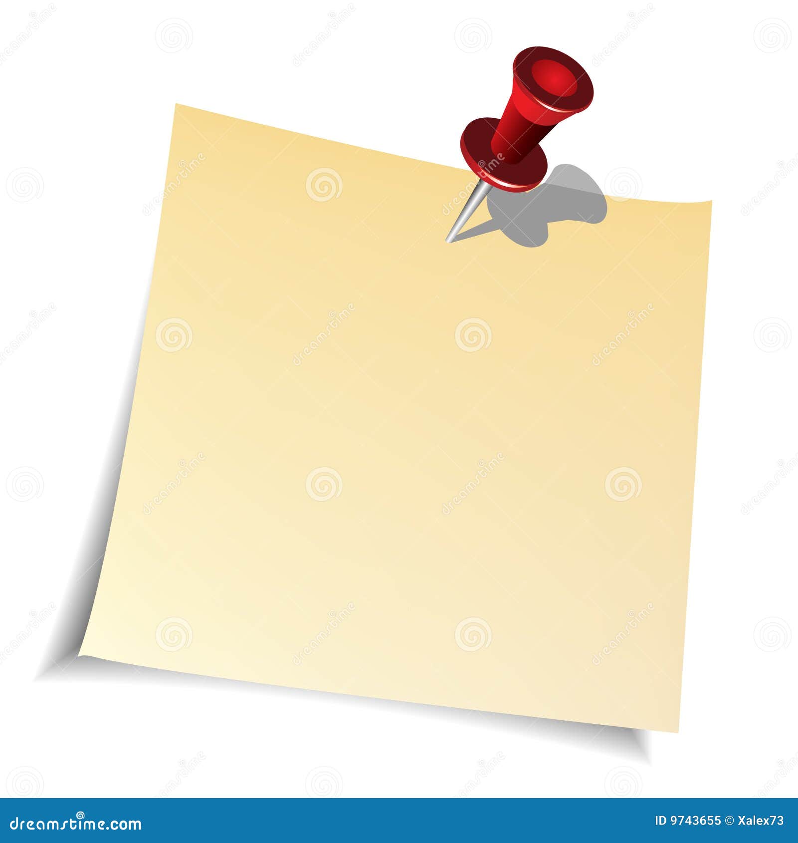 Push pin and paper note stock vector. Illustration of bulletin - 9743655