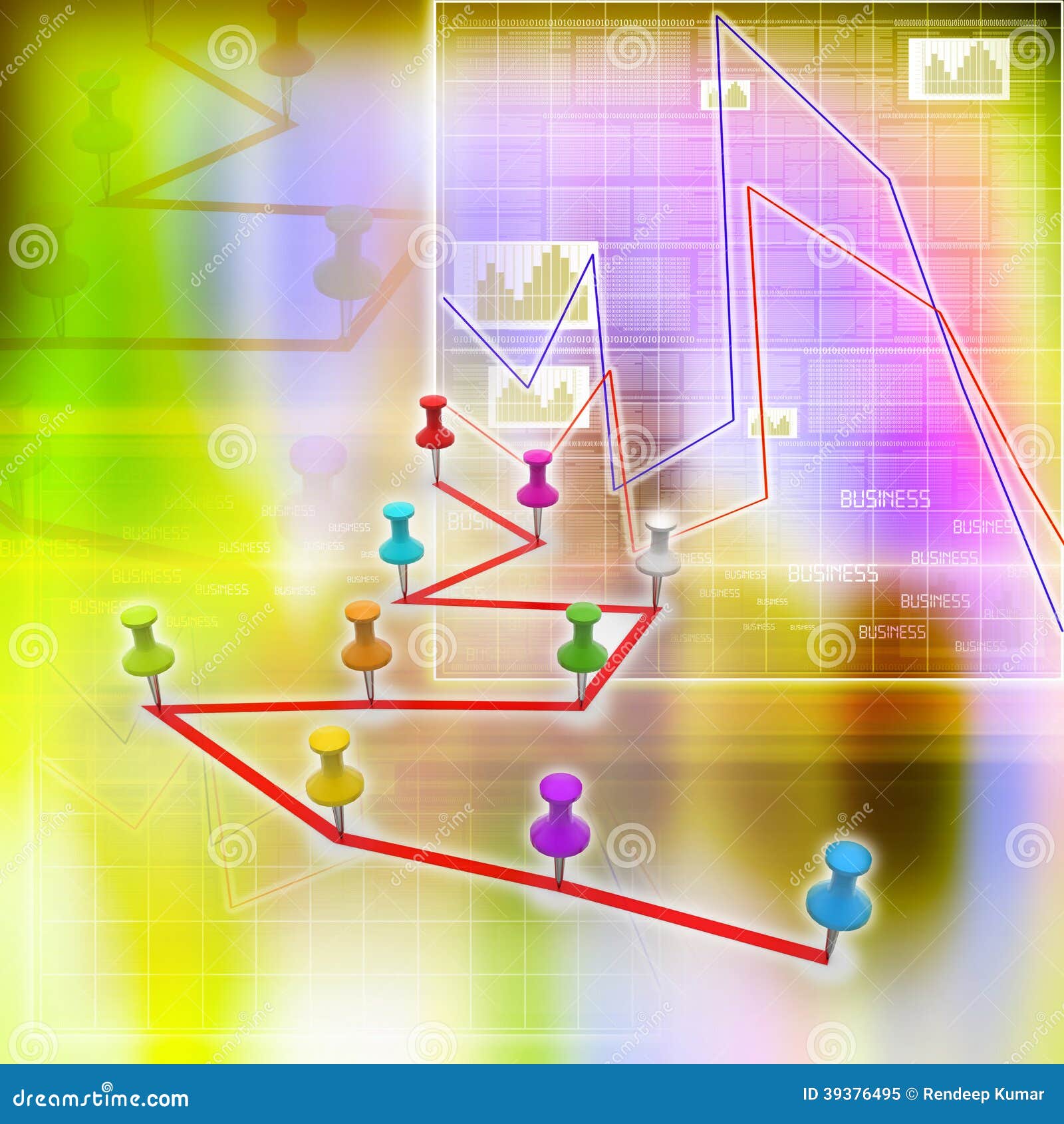 Push Pin Pointing the Graph Stock Illustration - Illustration of ...