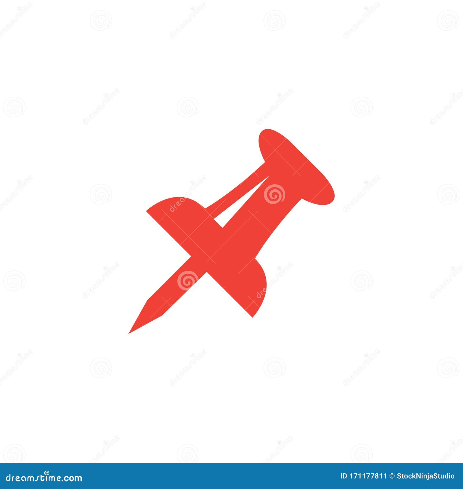 Push Pin Red Icon on White Background. Red Flat Style Vector ...