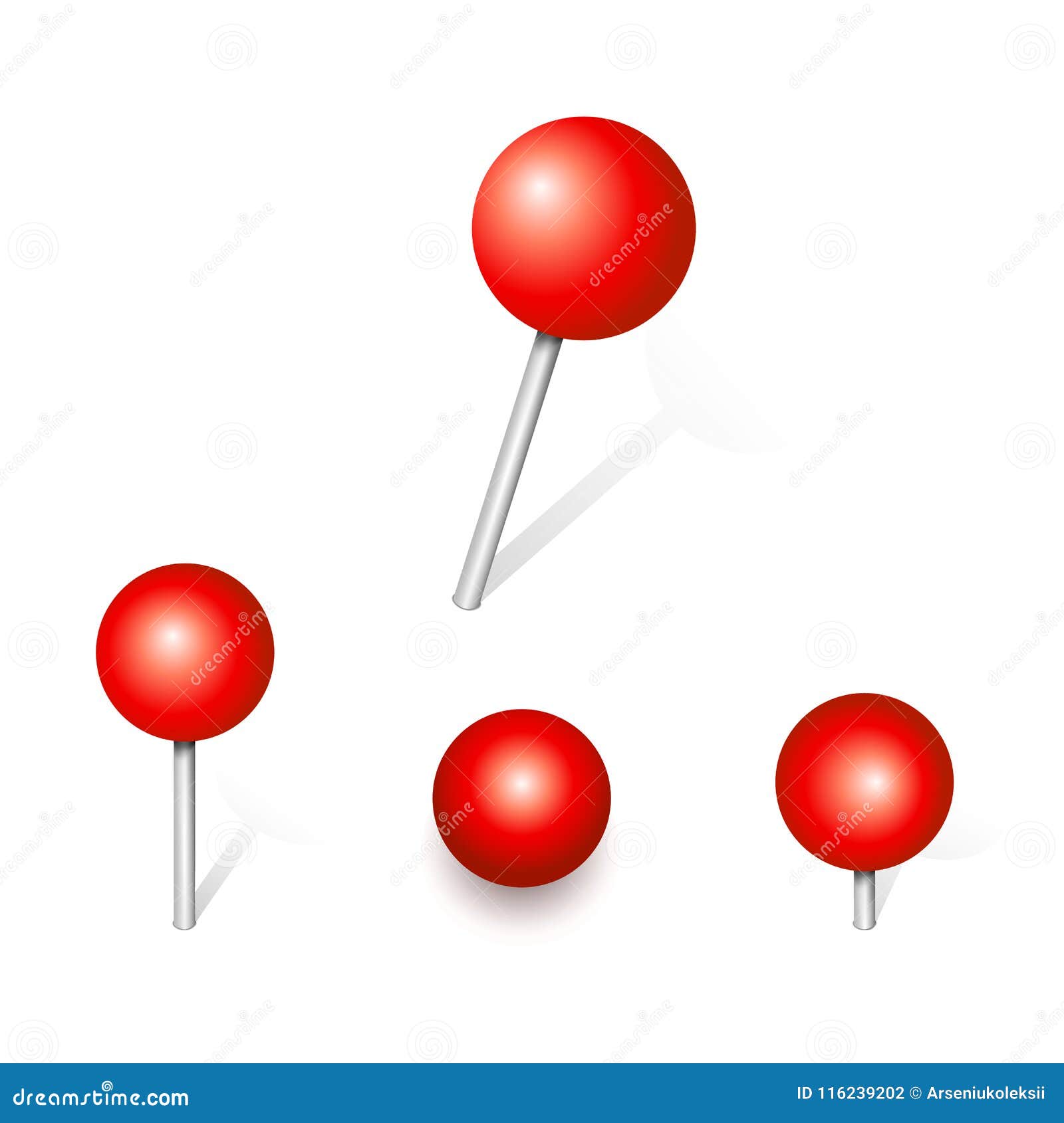 Push pin set. stock vector. Illustration of school, pinned - 116239202