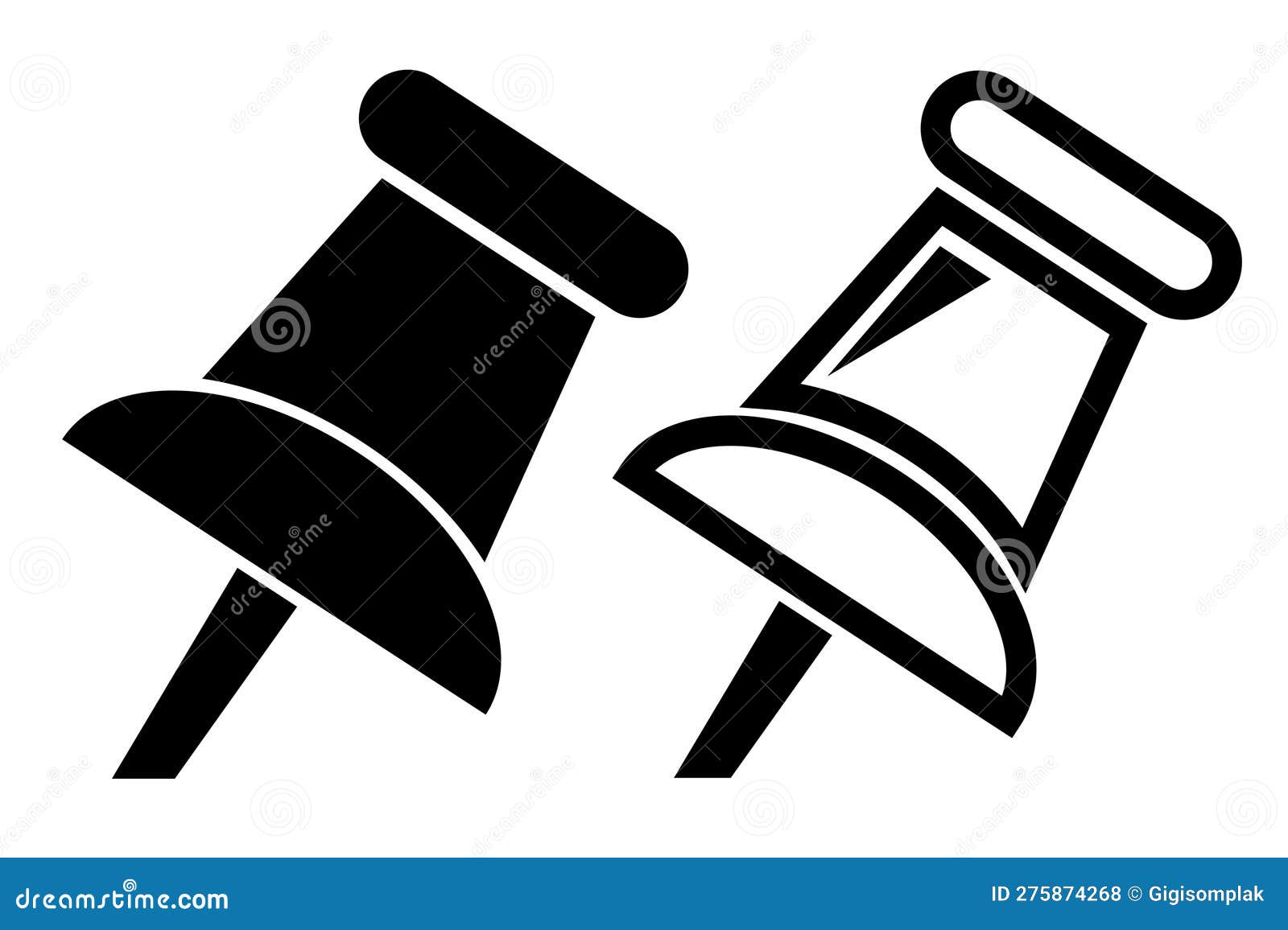 Simple Vector Set 2 Push Pin, Isolated on White Stock Vector ...