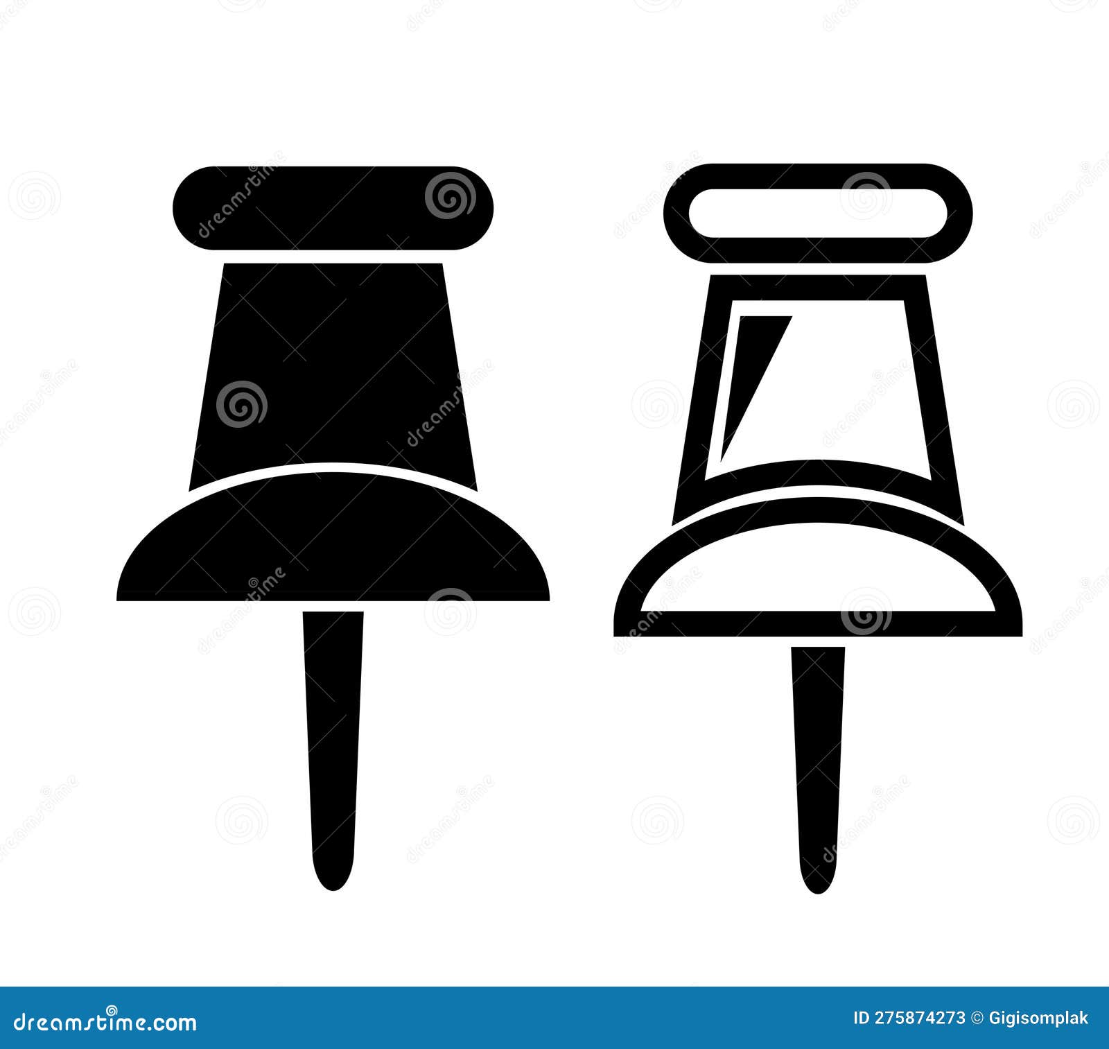 Simple Vector Set 2 Push Pin, Isolated on White Stock Vector ...