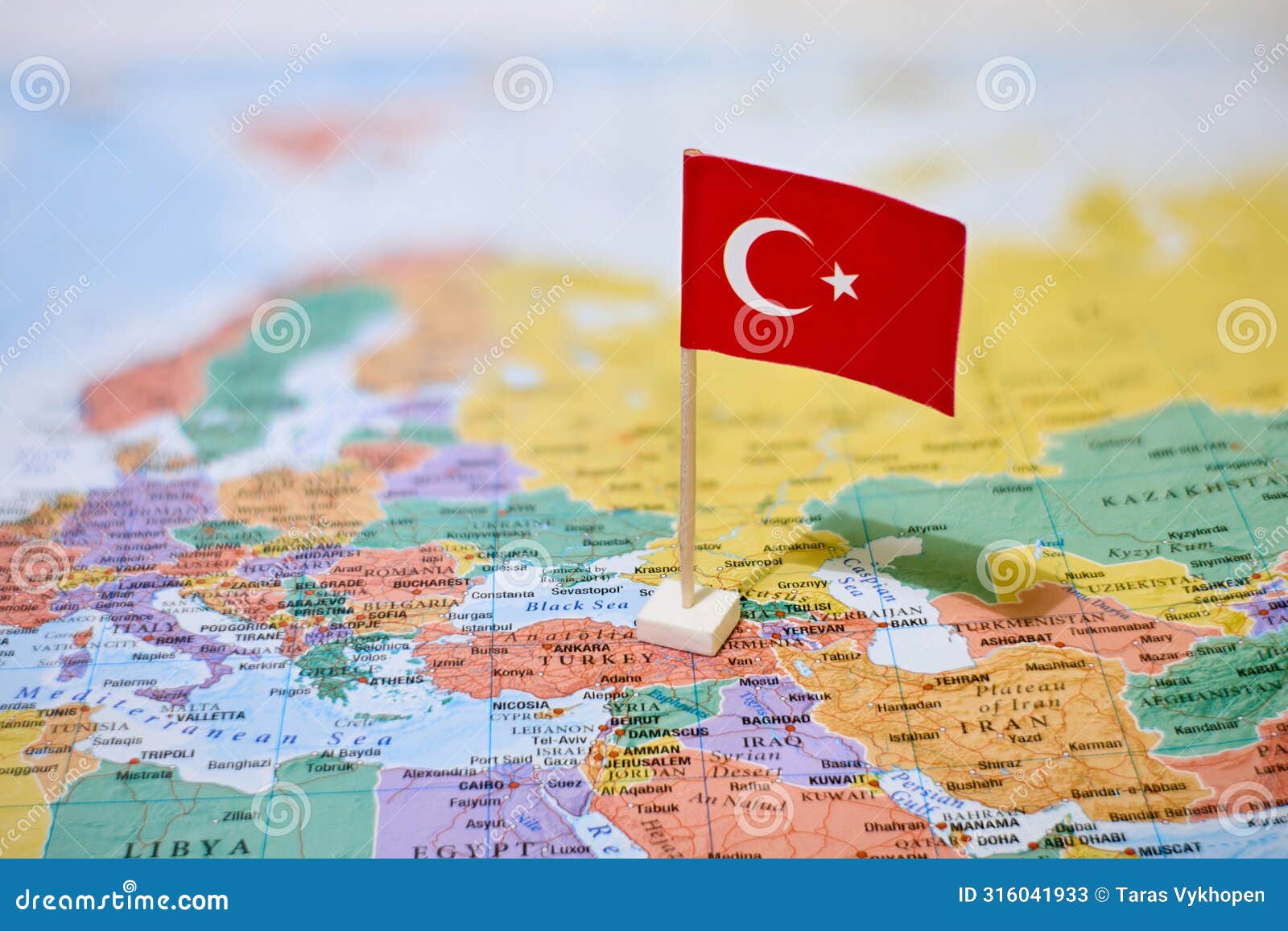Turkey on World Map with Flag Stock Image - Image of flag, turkish ...
