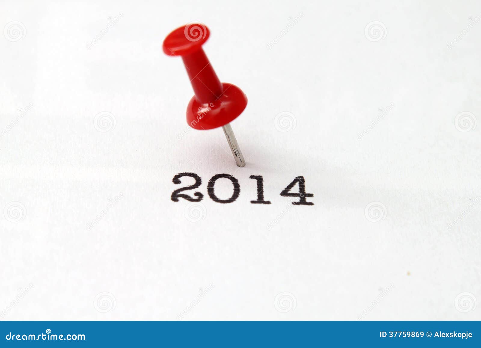Push pin on 2014 text stock image. Image of close, macro - 37759869