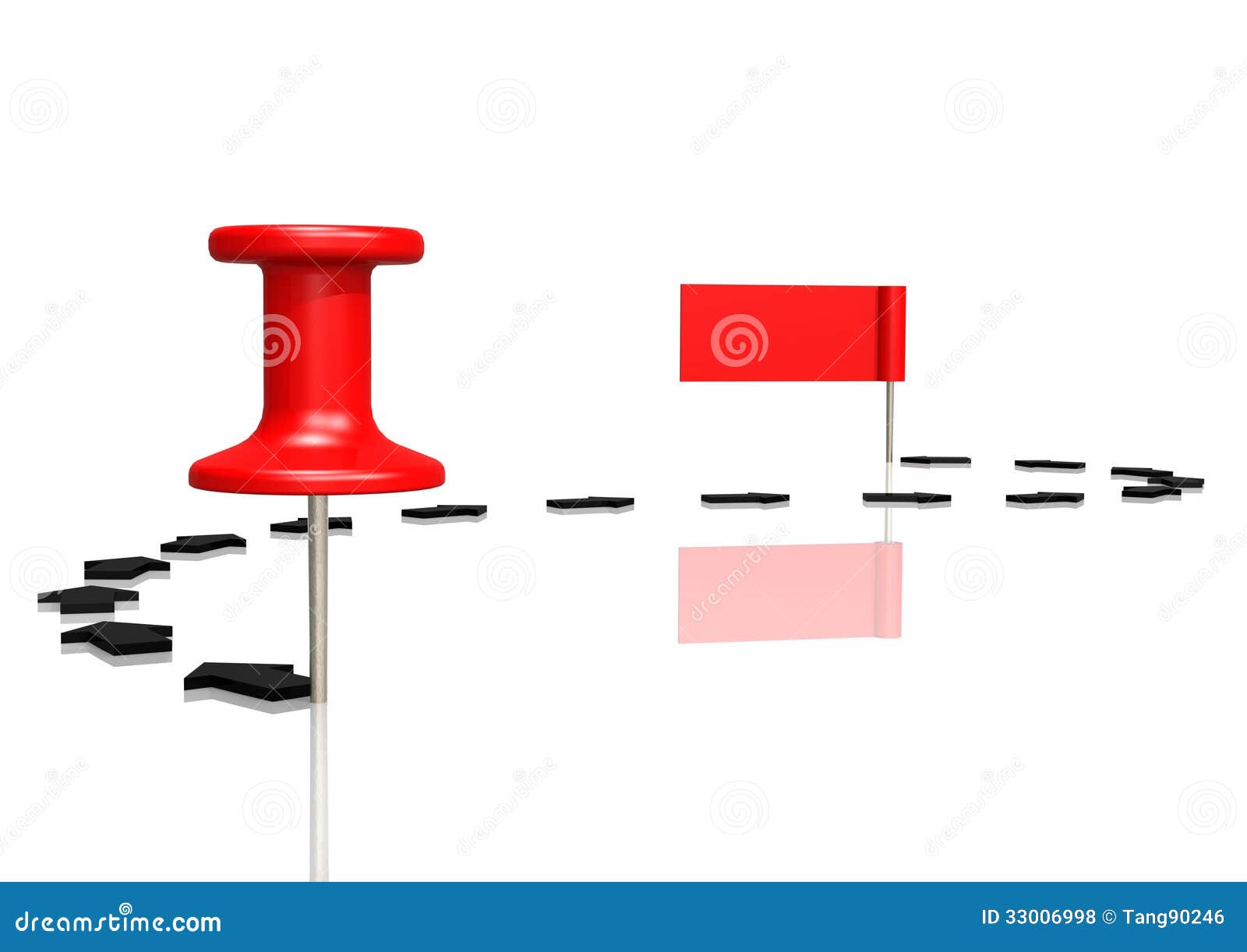 Push pin to red flag stock illustration. Illustration of place - 33006998