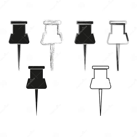 Push Pin Vector. Assorted Push Pin Designs. Sharp Point Detail. Office ...
