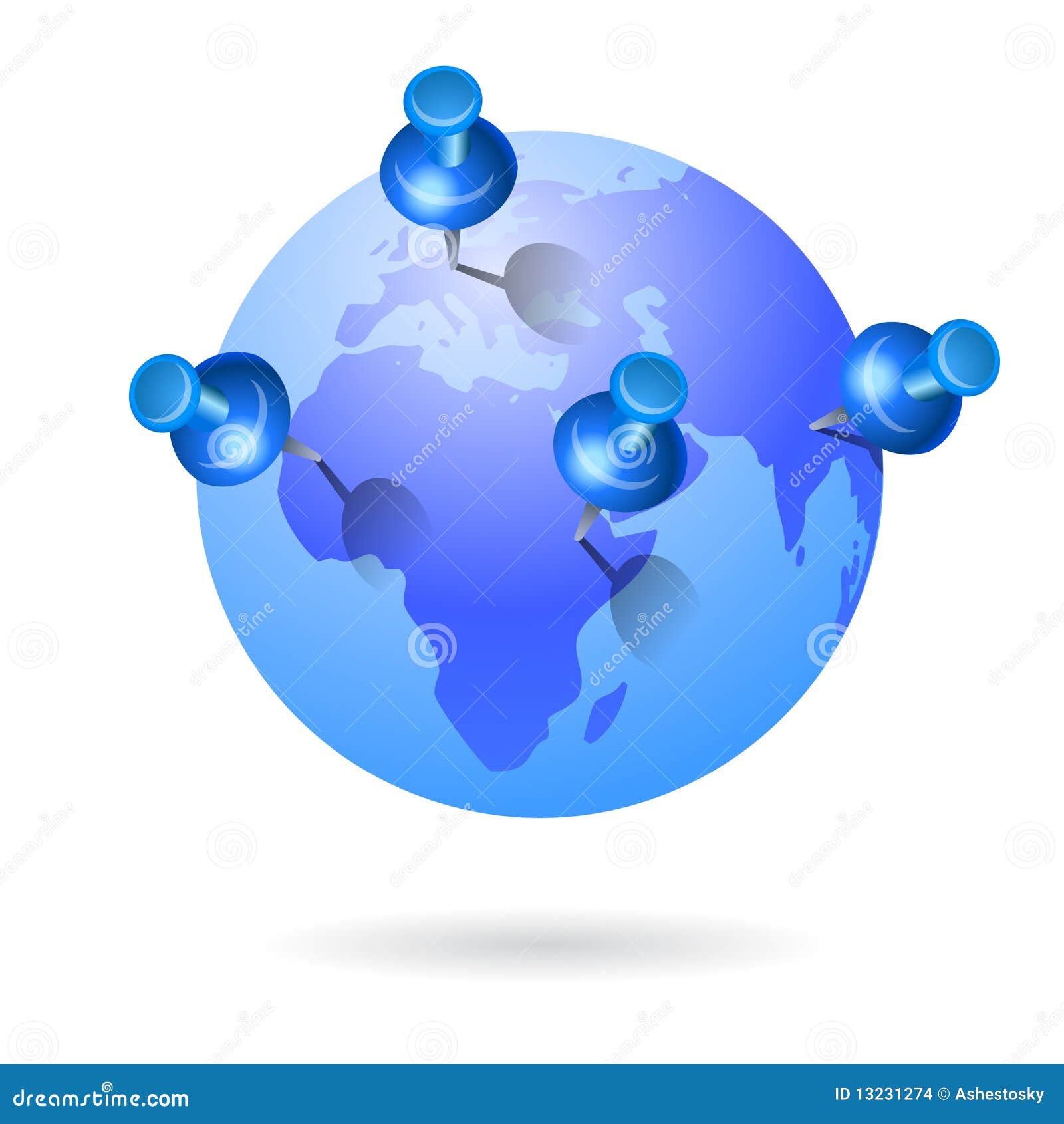 Push Pins on Earth Travel Concept Stock Vector - Illustration of place ...