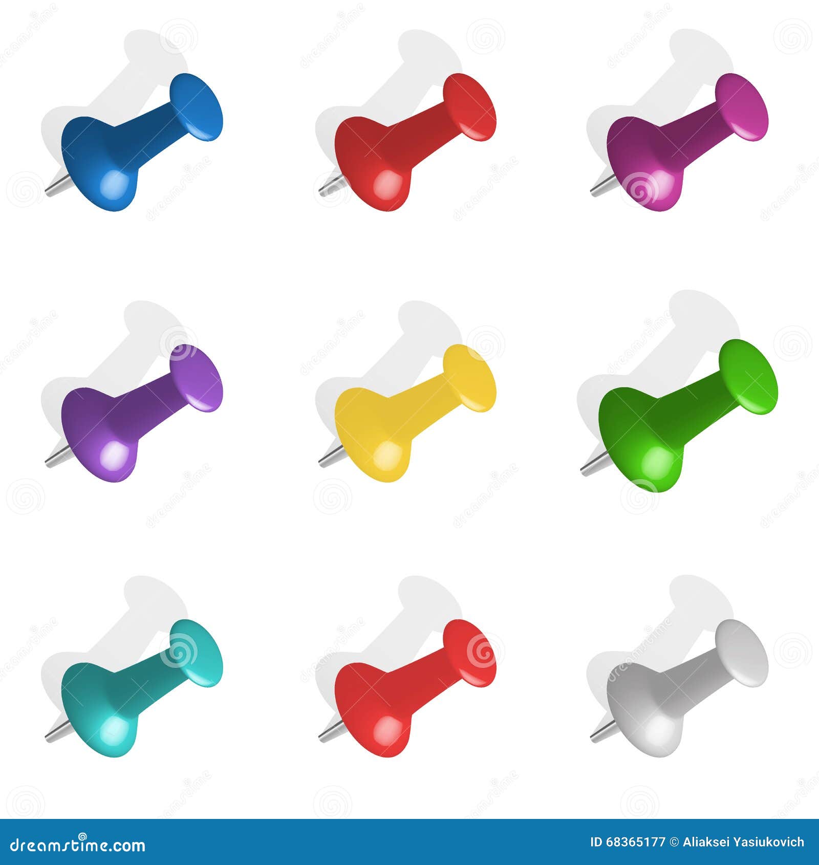 Push pins icon set. stock vector. Illustration of paperclip - 68365177