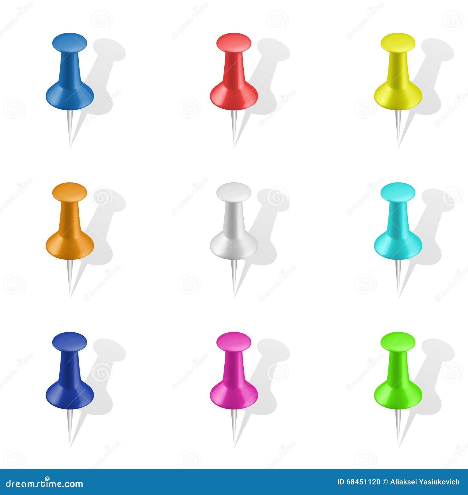 Push pins icon set. stock vector. Illustration of paperclip - 68451120