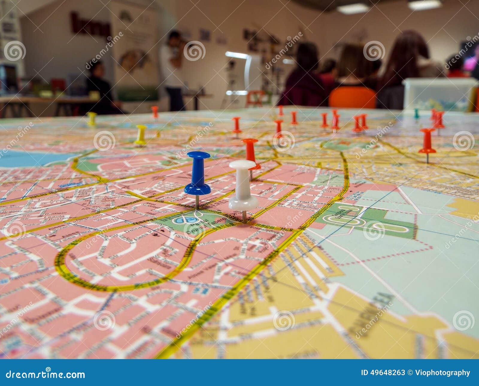 Push pins on a map stock image. Image of macro, geography - 49648263