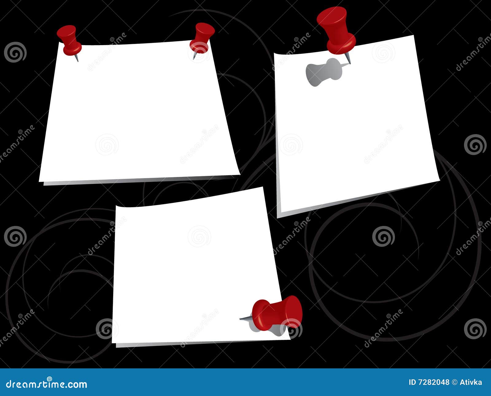 Push pins and notes stock vector. Illustration of black - 7282048